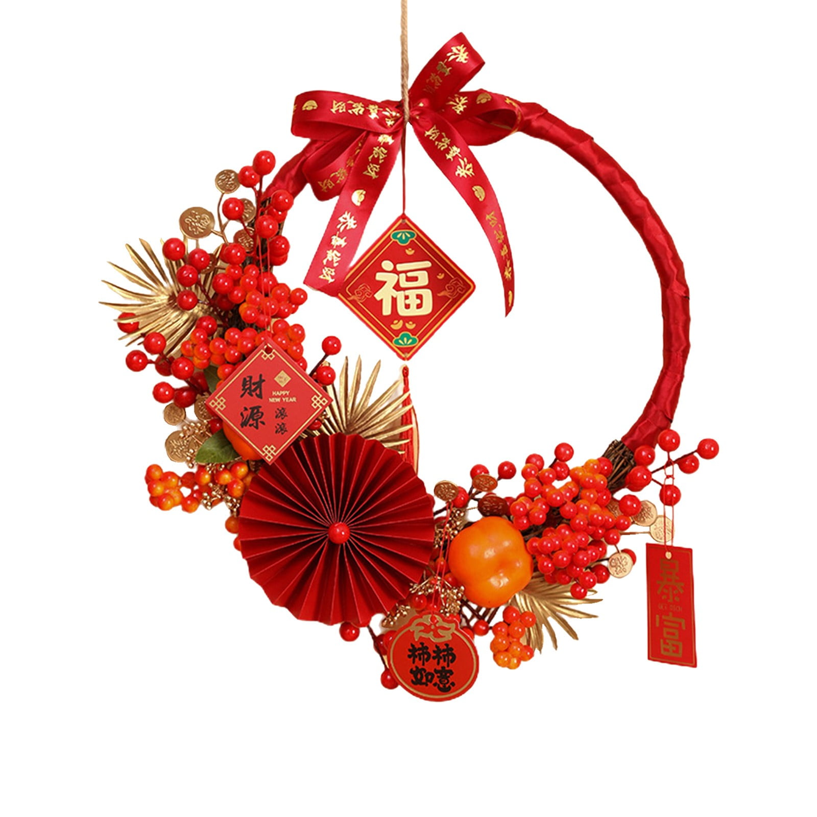 Zhouqiannn Chinese New Year Wreath Wreath Front Door 2024 Wreath Wall ...