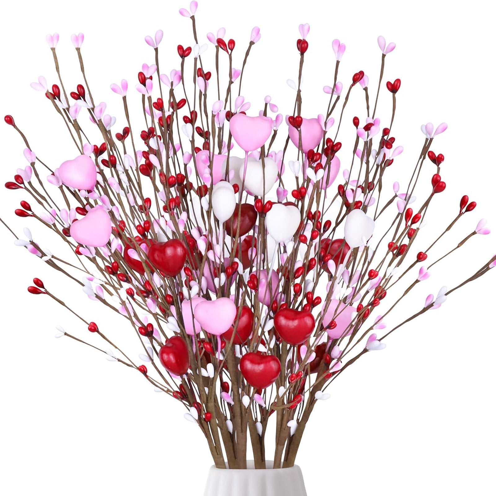 Zhouqiannn Valentines Day Hearts Flowers Berry White Valentine Heart ...