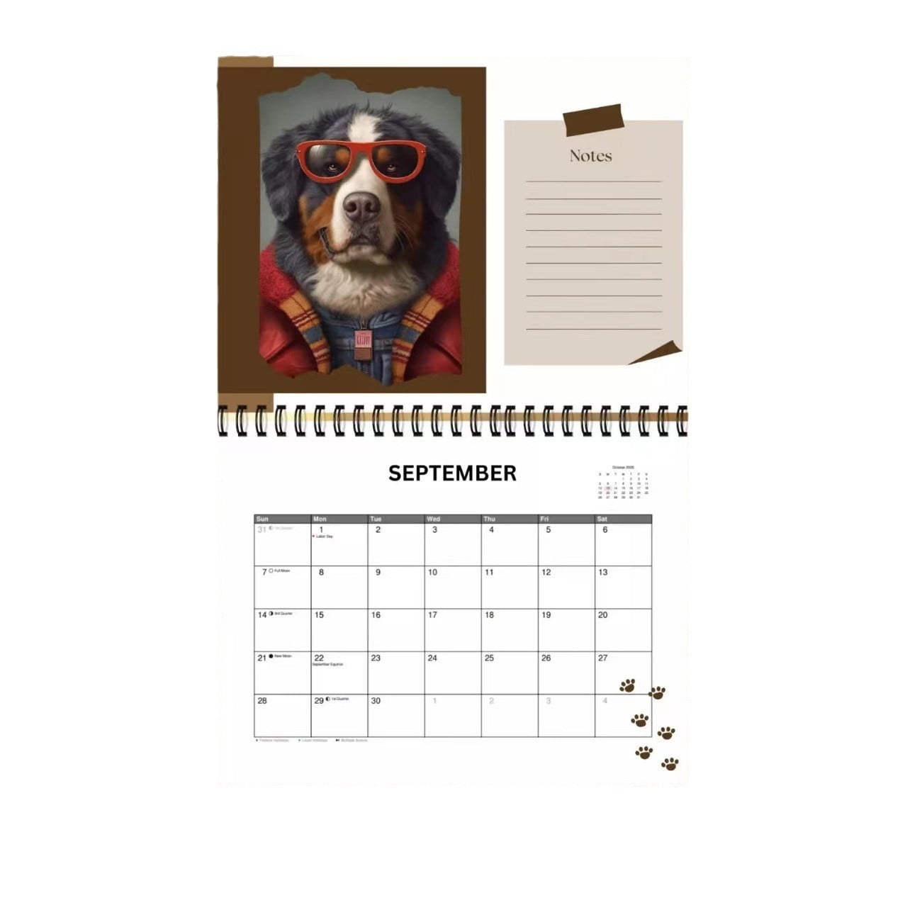 Zhourta 2025 Cute Dog Calendar 12 Month Spiral Calendar Adorable Dog ...