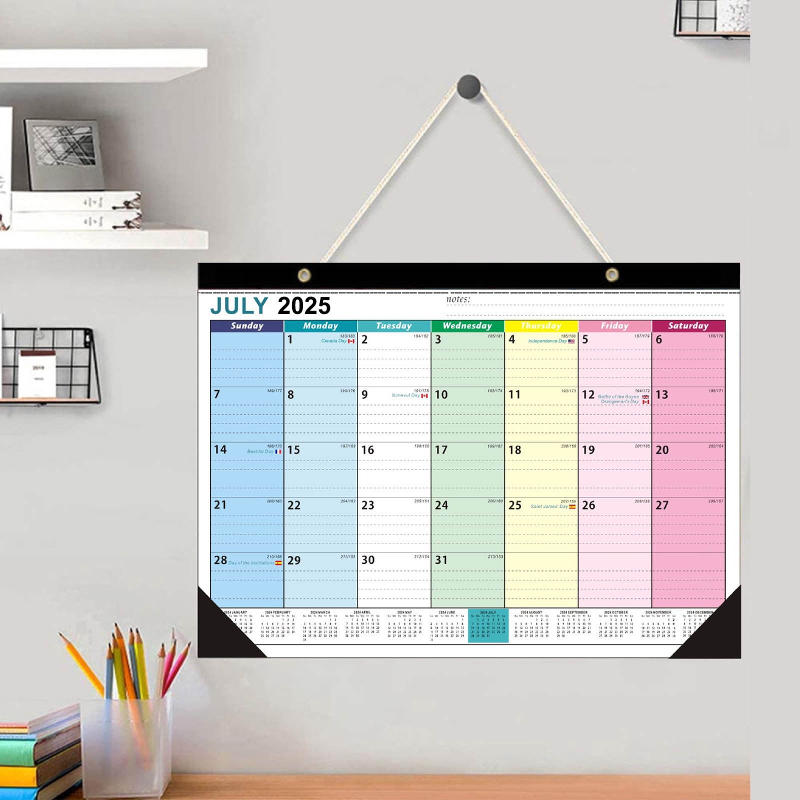 Zhourta 2025 Wall Calendar 16.9x12Inch 18 Monthly Wall Hanging Calendar ...
