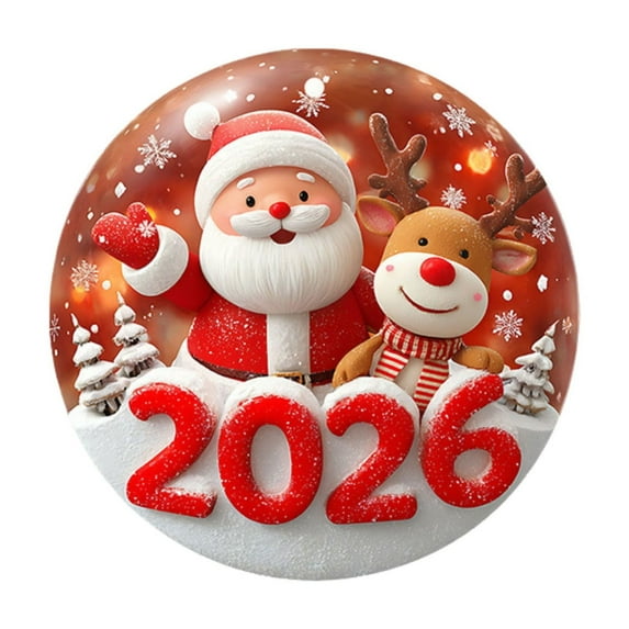 Zhourta 2026 Round Santa Claus Ornament 3 Inch 2D Acrylic Christmas ...