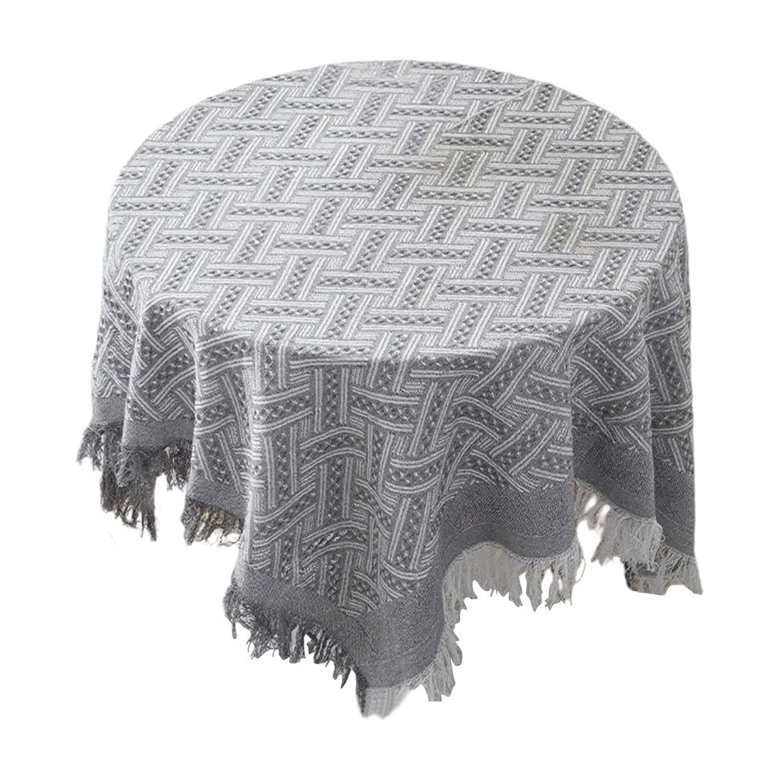 Zhourta 35x35 Inch Round Table Skirt with Cotton Tassel Decoration ...