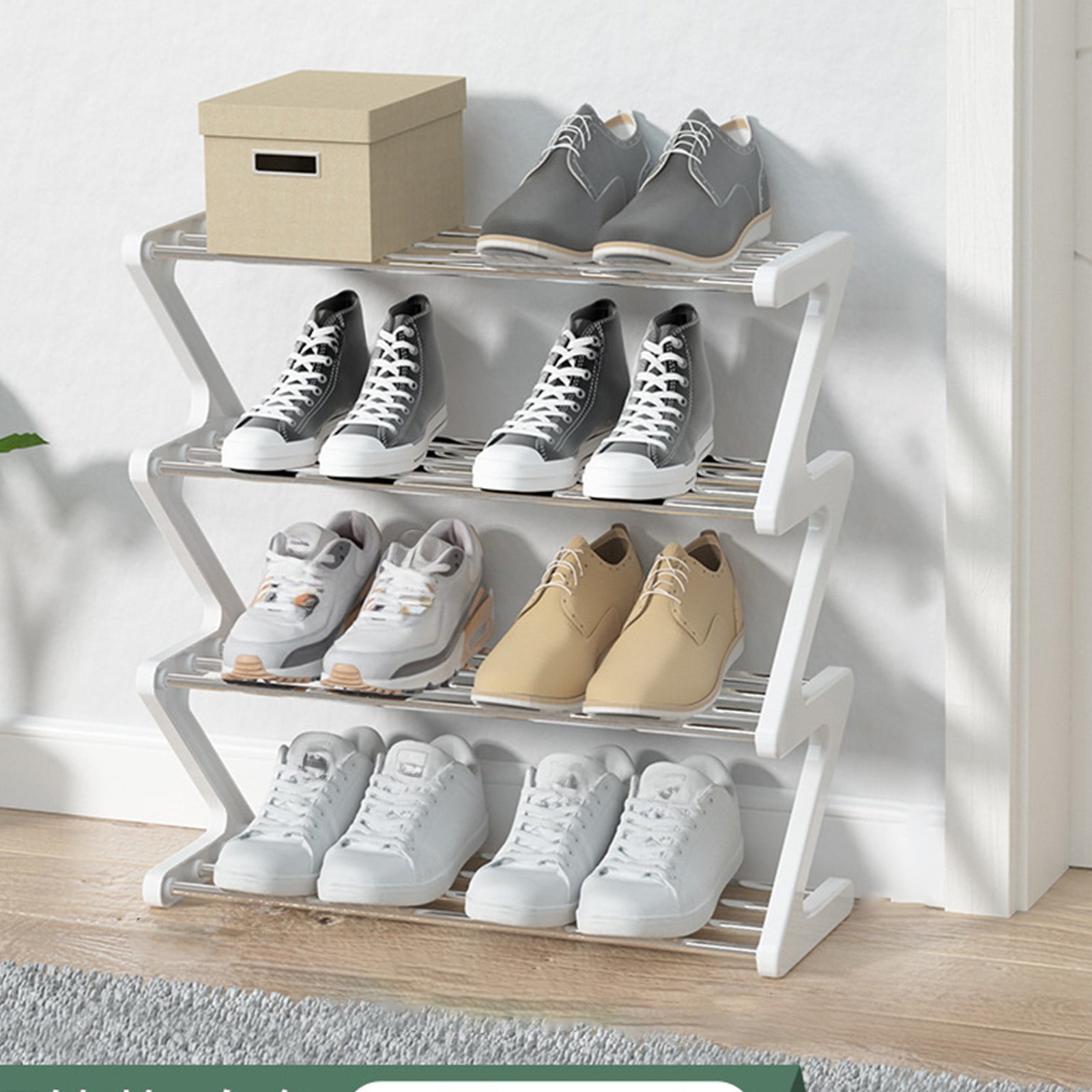Zhourta 4 Tier Shoe Rack Ingenious Z Type Space Saver Storage for 8-10 ...