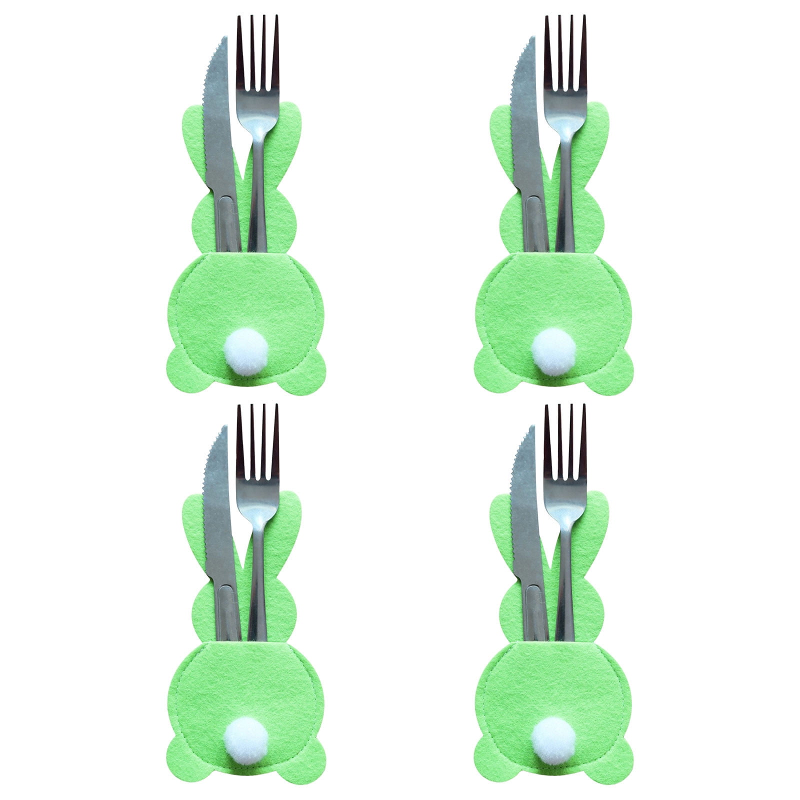 Zhourta 4PCS Bunny Flatware Holders Easter Bunny Cutlery Bag Cutlery ...