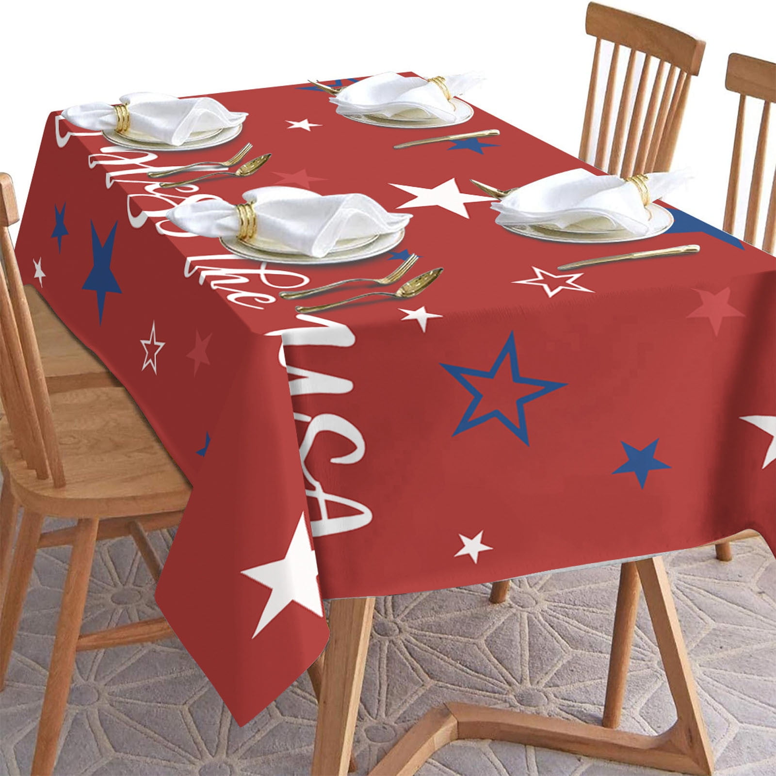 Zhourta 4th of July Tablecloth 100×60Inch Spill Proof Patriotic ...