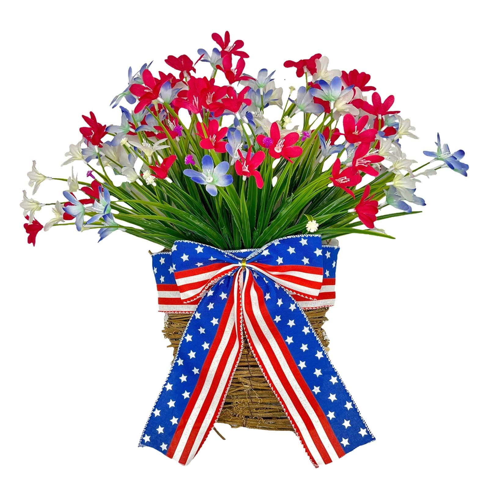 Zhourta 4th of July Violet Wreath Patriotic Red White Blue Floral ...