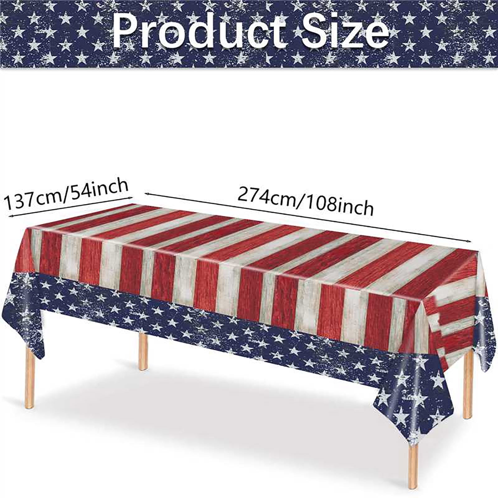 Zhourta 54x108Inch 4th of July Tablecloth Disposable Patriotic American ...