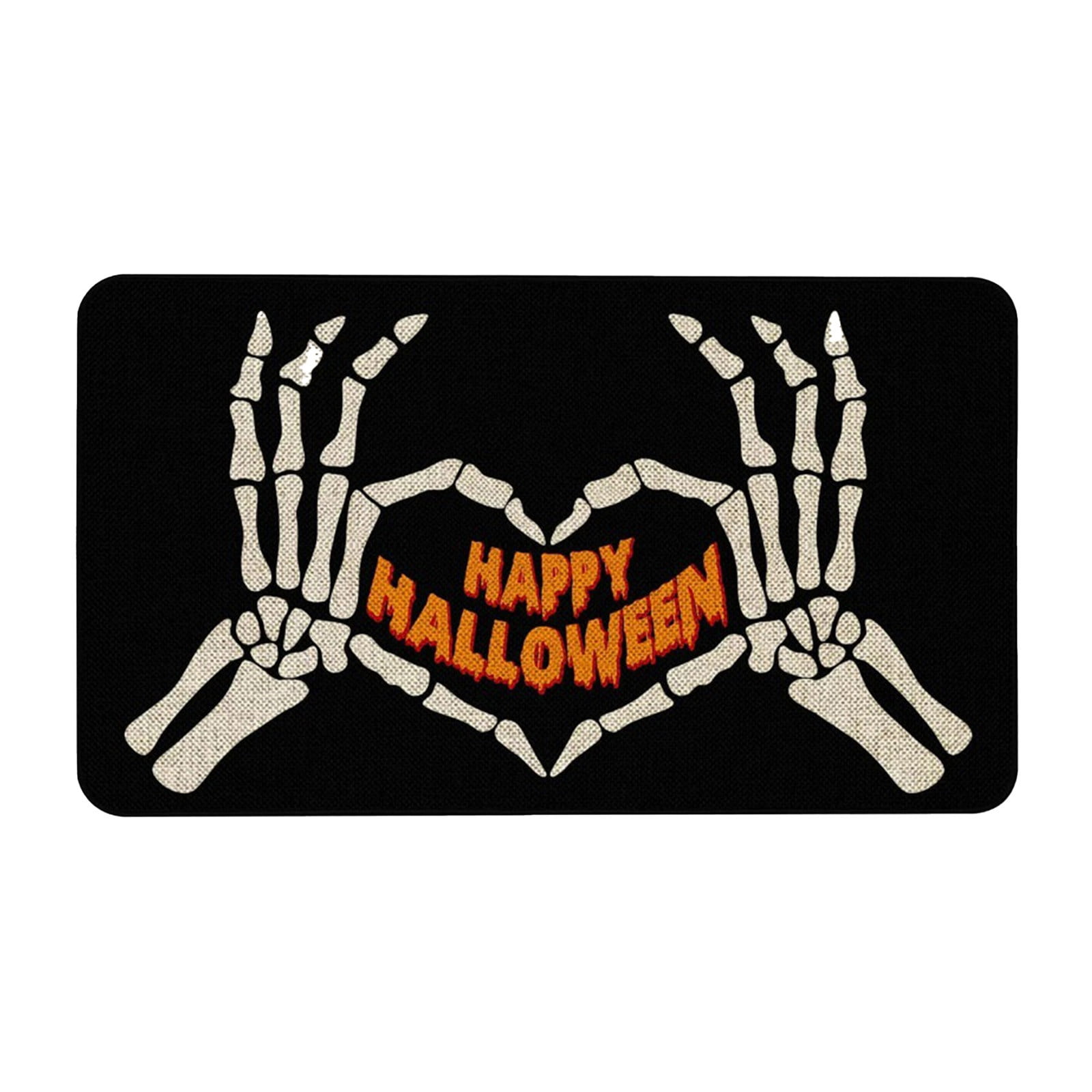 Zhourta Black Halloween Skeleton Door Mat Spooky Entryway Rug for Trick ...