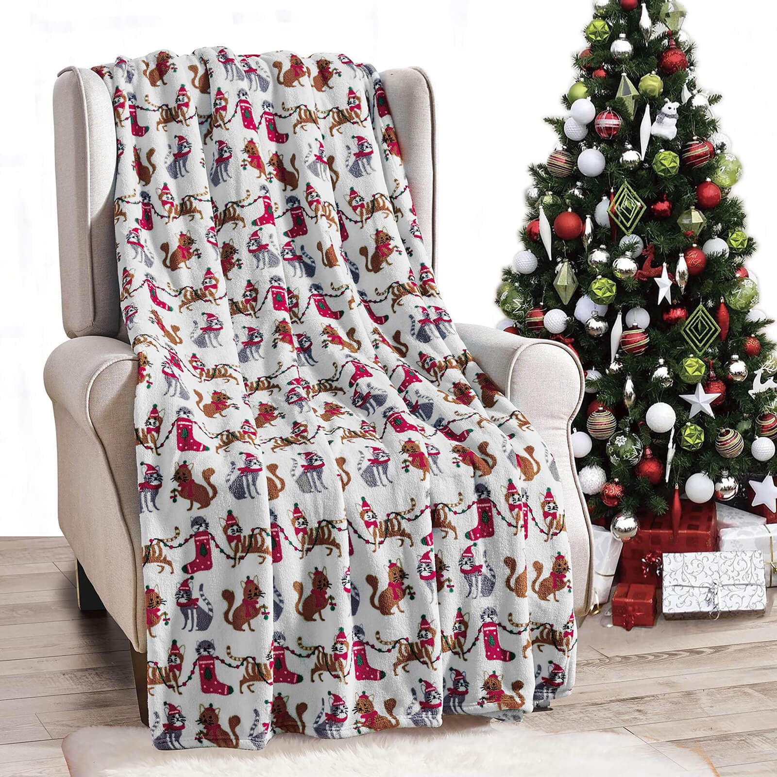 Zhourta Christmas Plush Blanket House Snowman Animal Printed Holiday ...