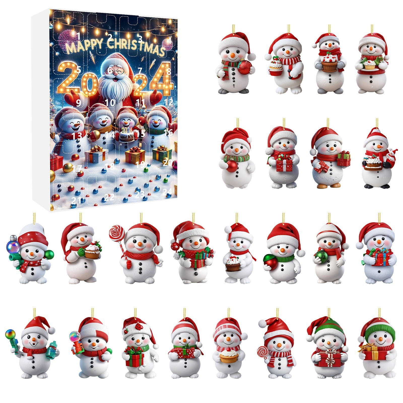 Zhourta Christmas Snowman Advent Calendar 24 Days Countdown Calendar ...
