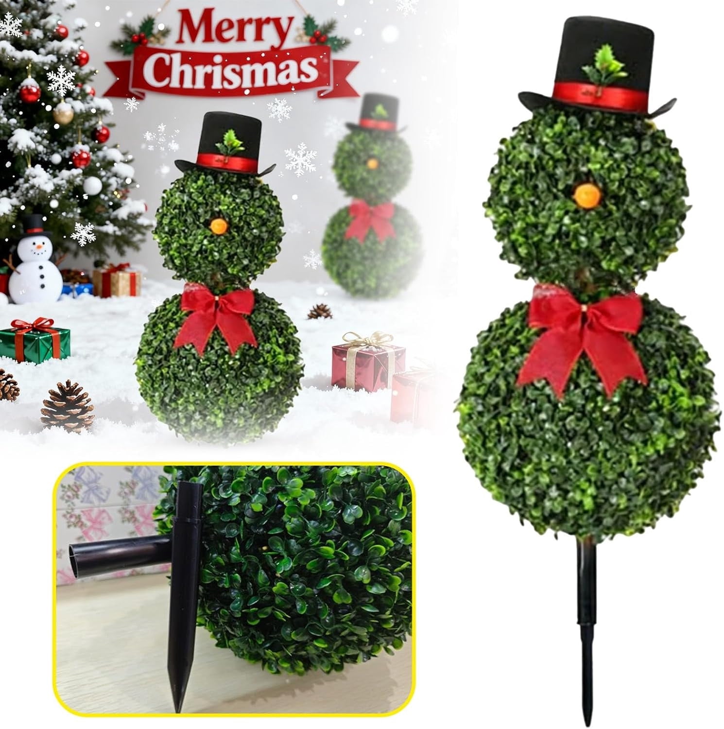 Zhourta Christmas Snowman Topiary 30 Inchs Artificial Snowman Shaped ...