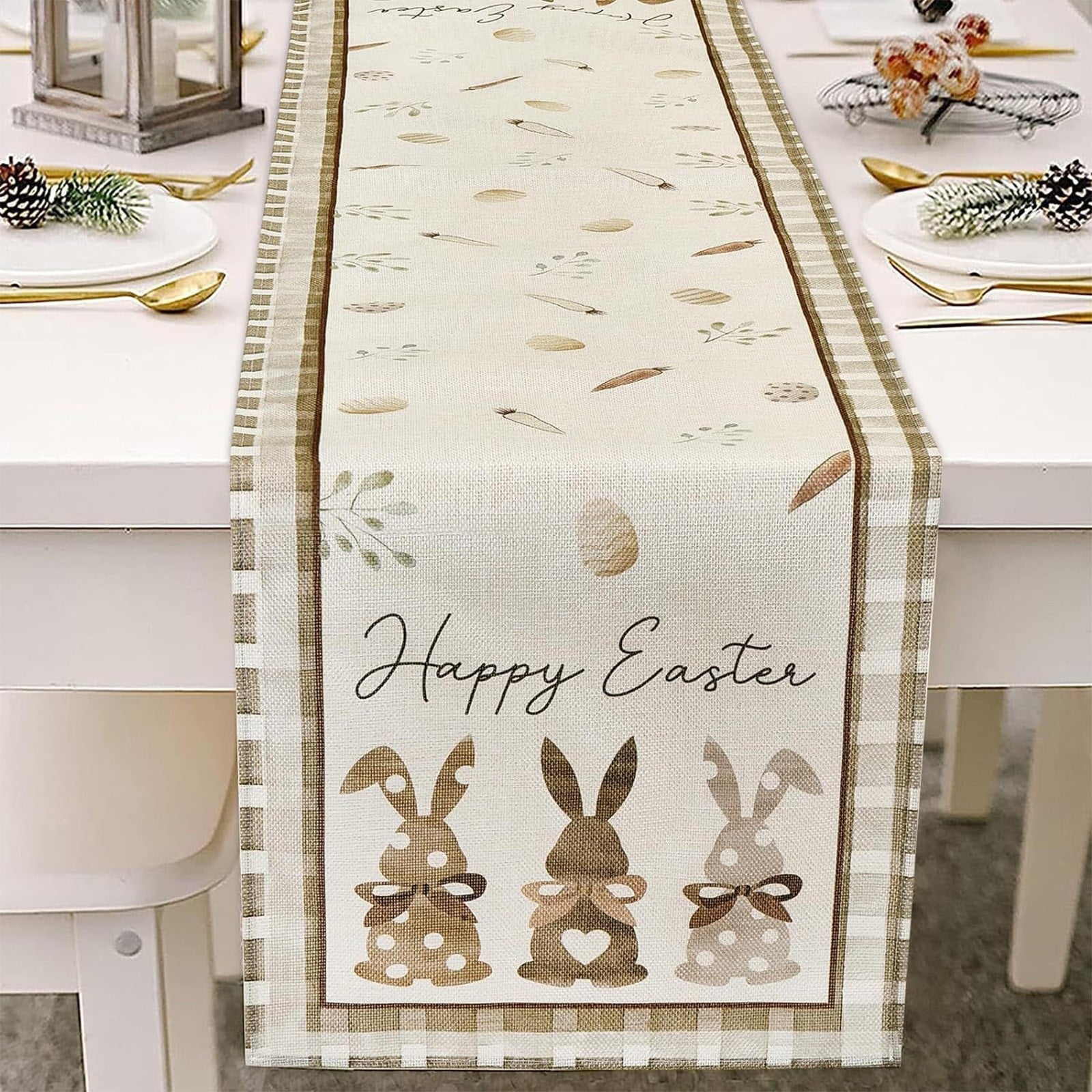 Zhourta Cute Rabbits Radish Eggs Themed Tablecloth Linen Printed Table ...
