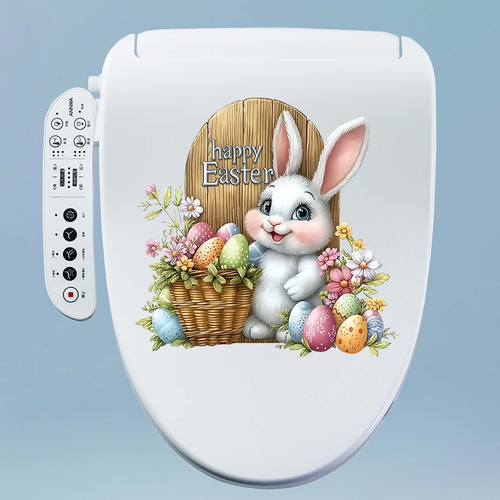 Zhourta Easter Bunny Eggs Bathroom Toilet Tank Stickers Home Decorative ...