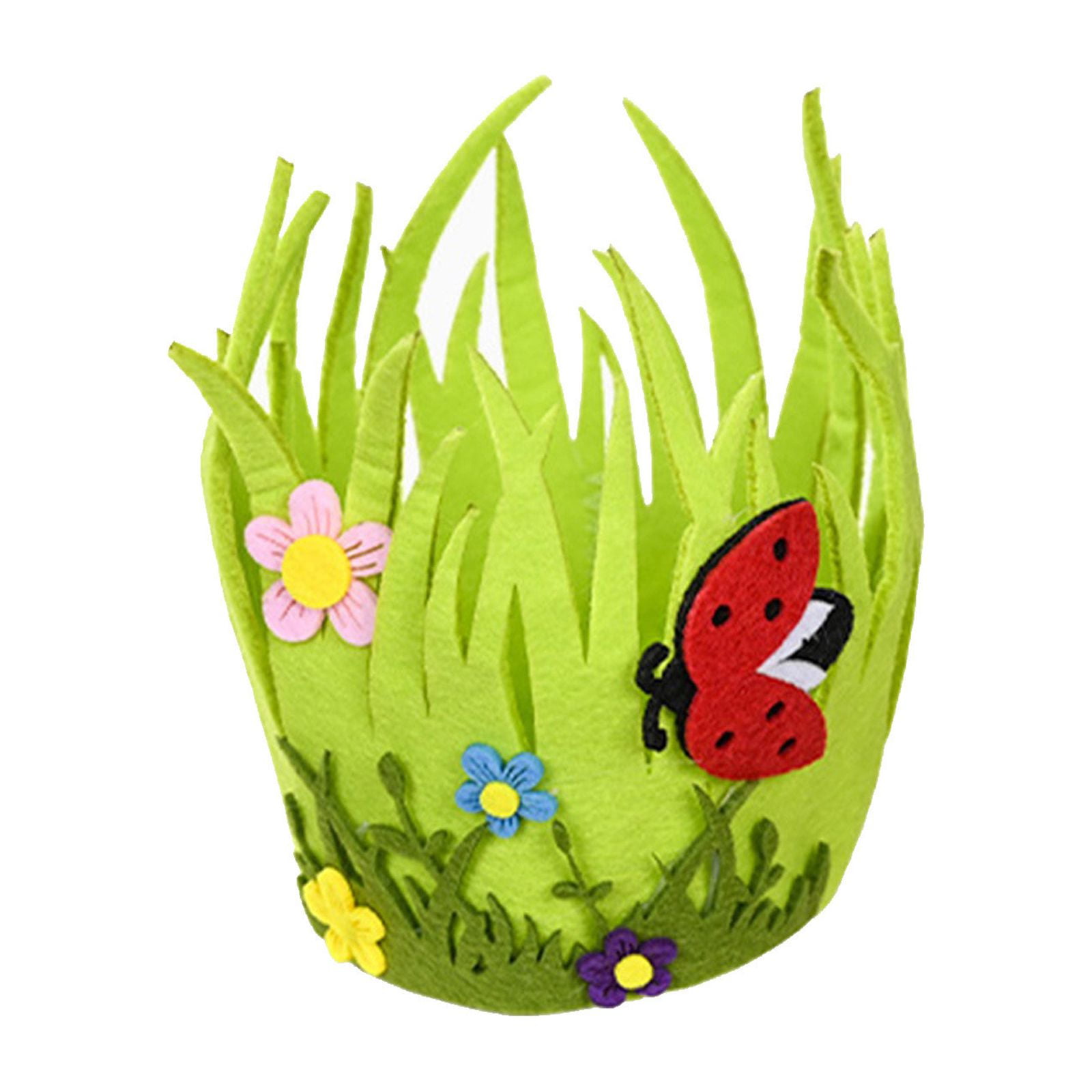 Zhourta Empty Easter Baskets Round Portable Non-woven Bucket Green Bulk ...