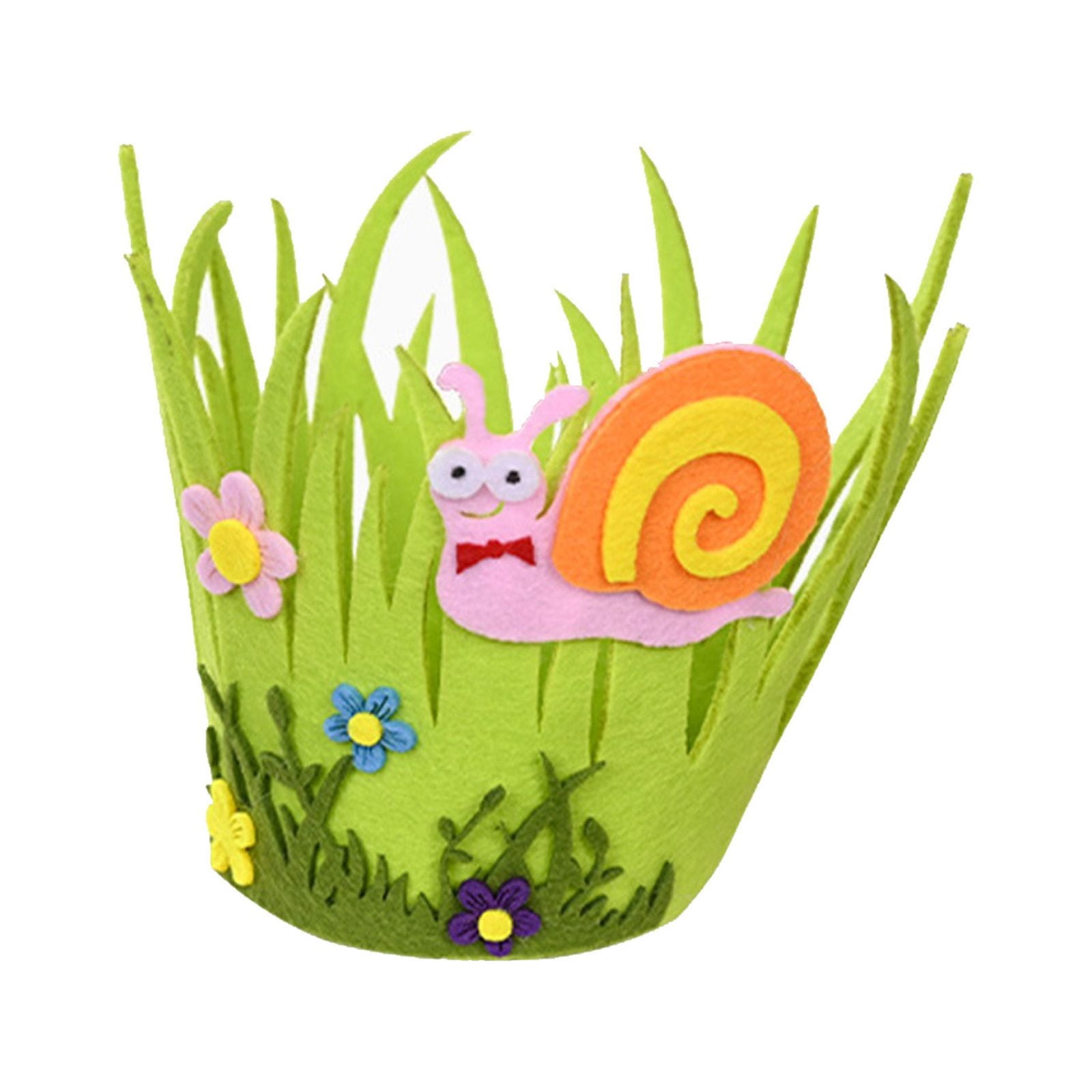 Zhourta Empty Easter Baskets Round Portable Non-woven Bucket Green Bulk ...