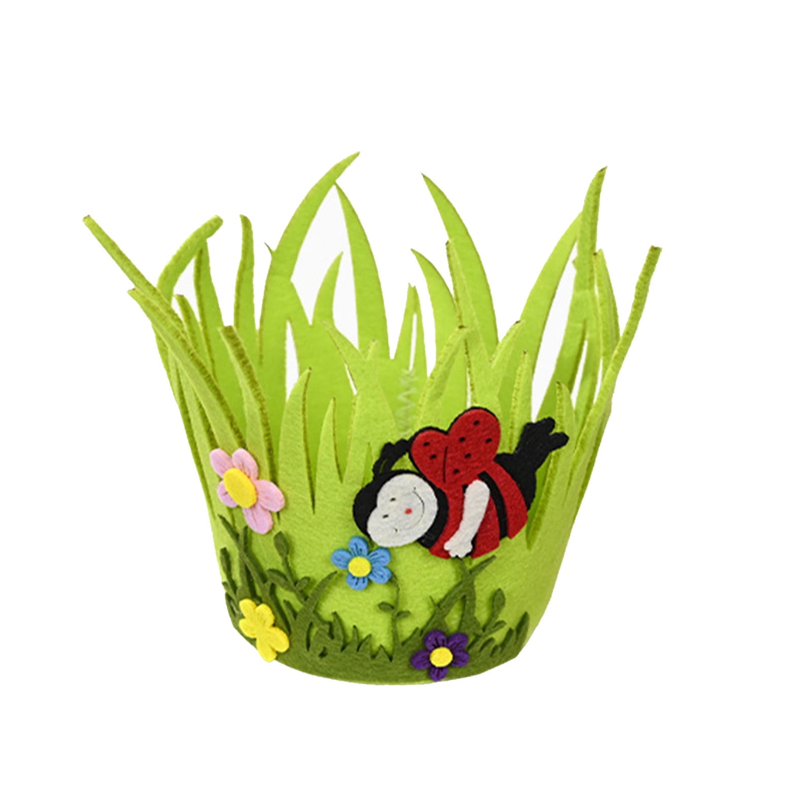 Zhourta Empty Easter Baskets Round Portable Non-woven Bucket Green Bulk ...