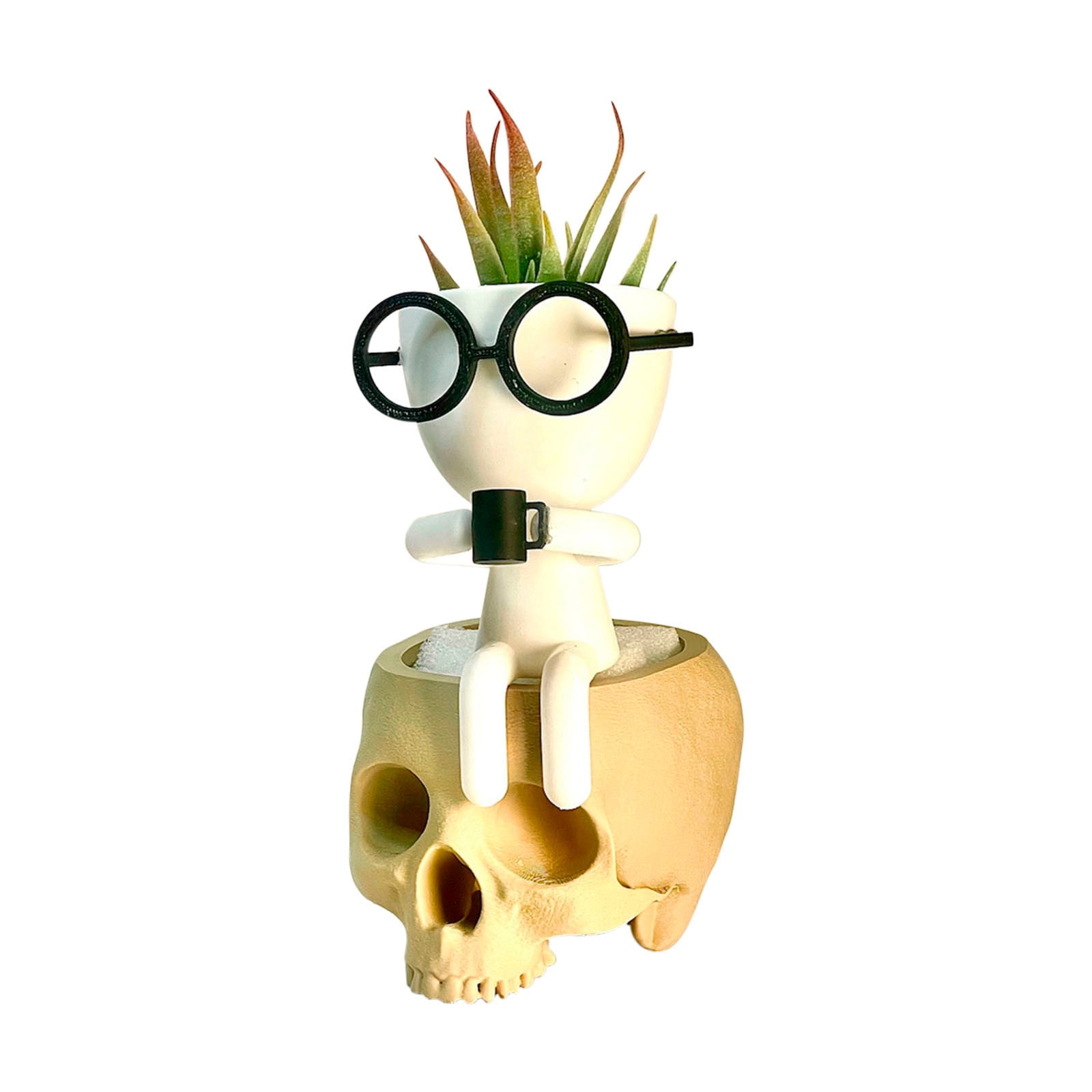 Zhourta Funny Rresin Flower Pot with Drainage Weared Glasses Planters ...