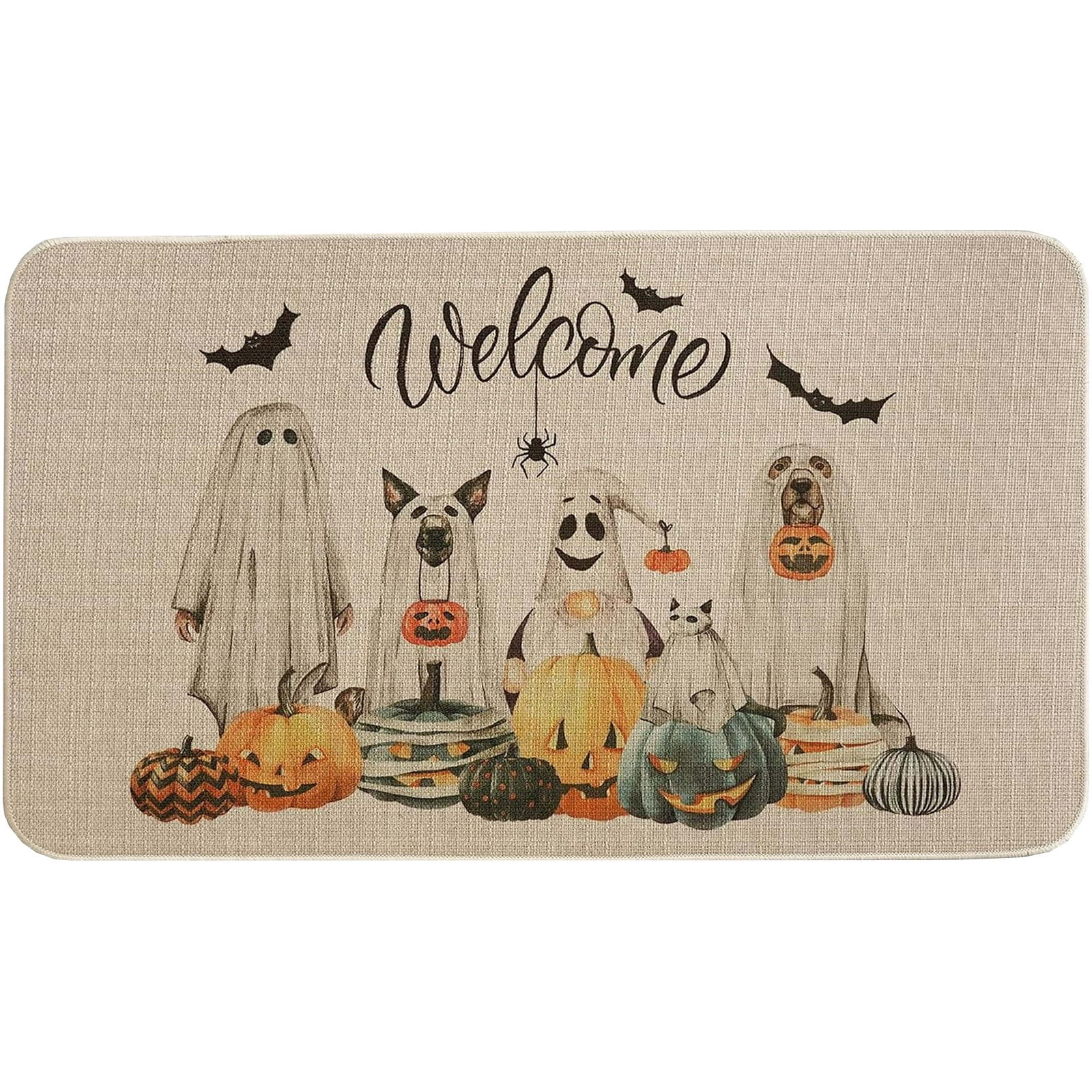 Zhourta Halloween Pumpkin Ghost Floor Mat Thanksgiving Welcome Mat ...