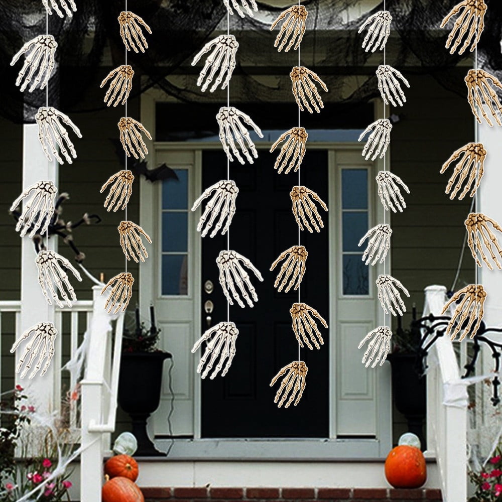 Zhourta Halloween Skeleton Hand Hanging Decor Stretchable Spider Web ...
