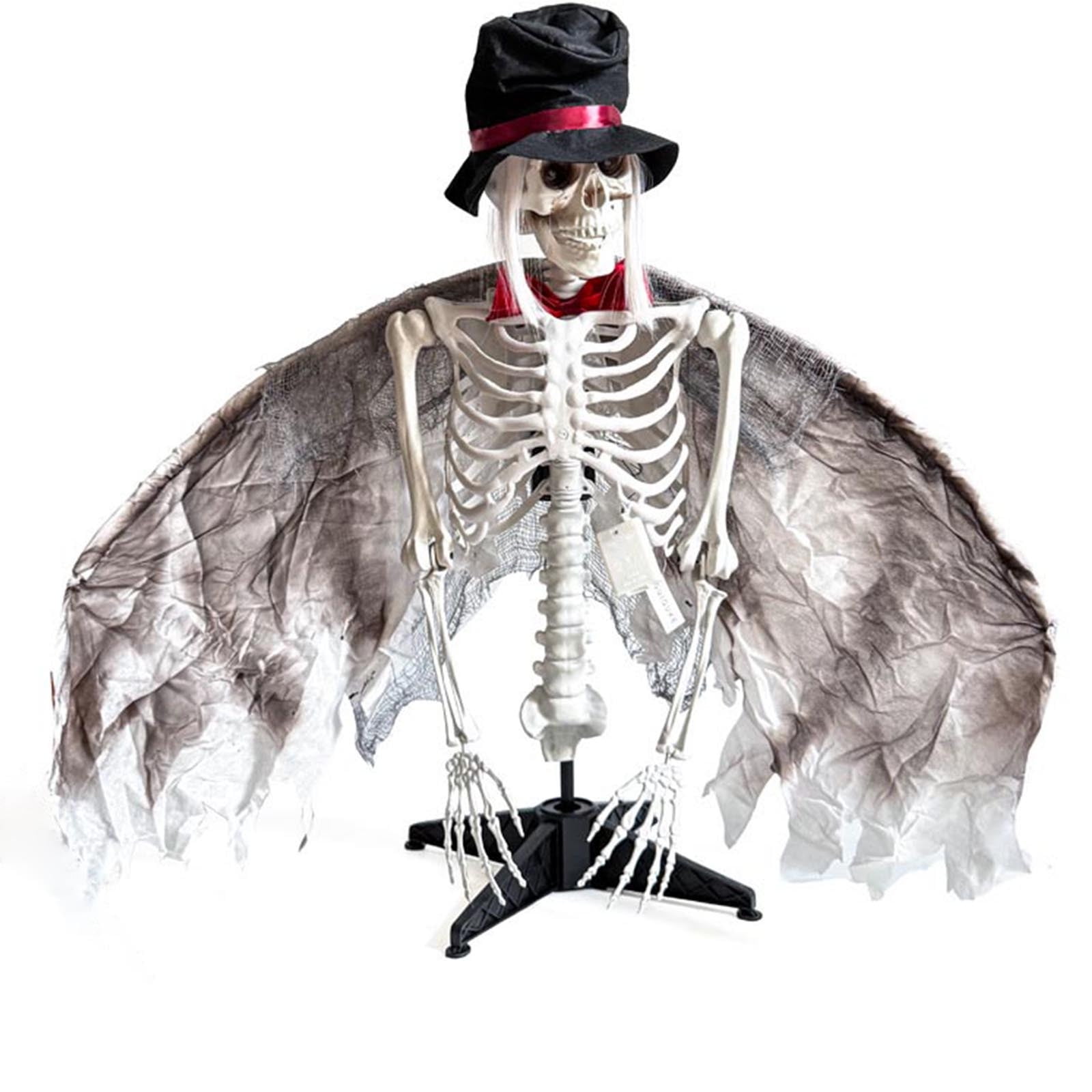 Zhourta Halloween Winged Half-Skeleton Figurine Light-Up Eyes And Body ...
