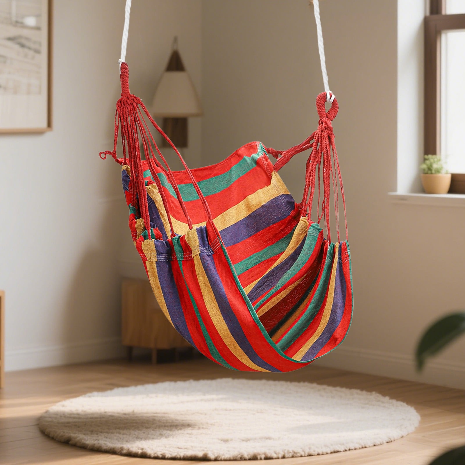 Zhourta Hanging Swing Chair Sturdy Bohemian Macrame Hammock Chair for ...
