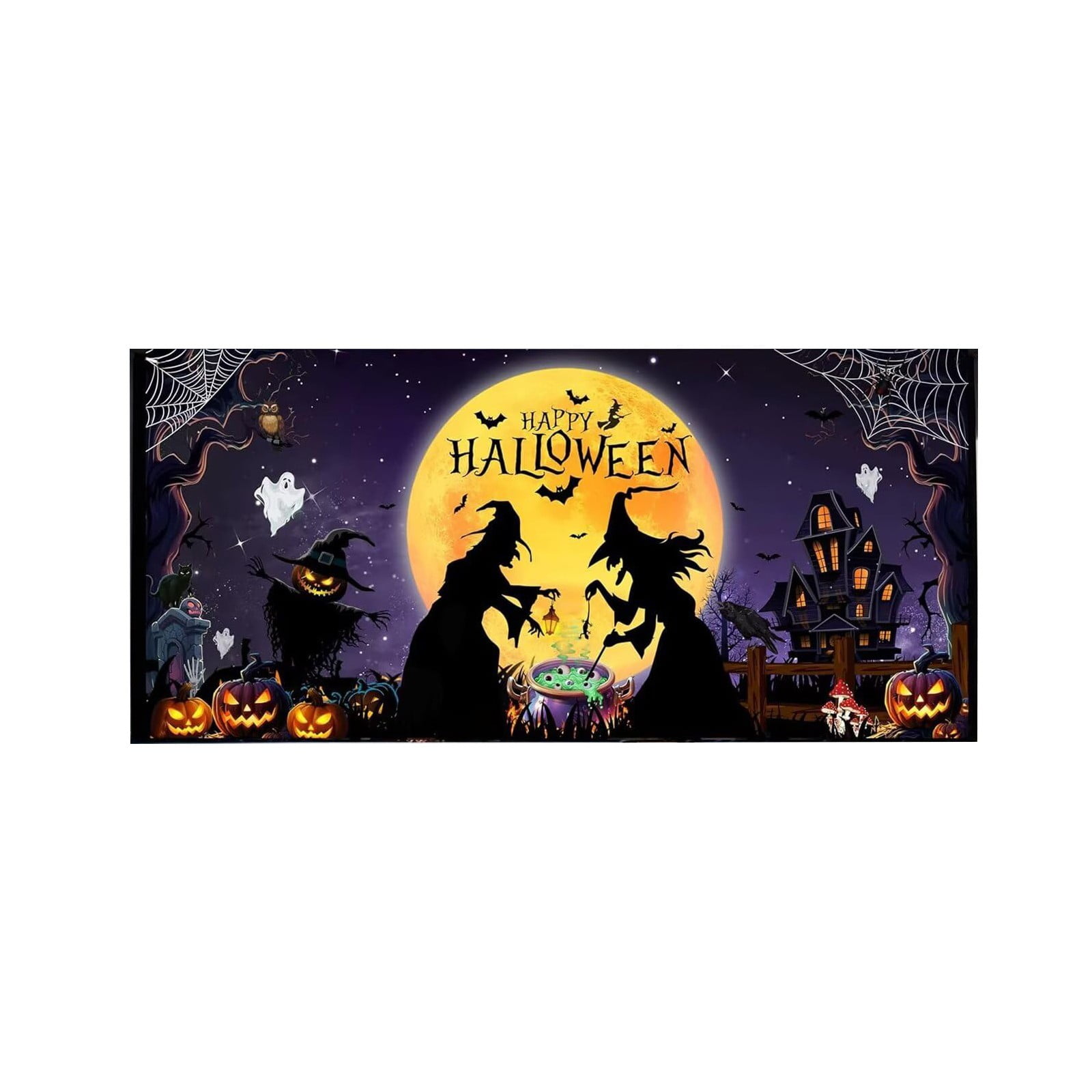 Zhourta Late Night Witch Halloween Garage Door Banner Spooky Party ...