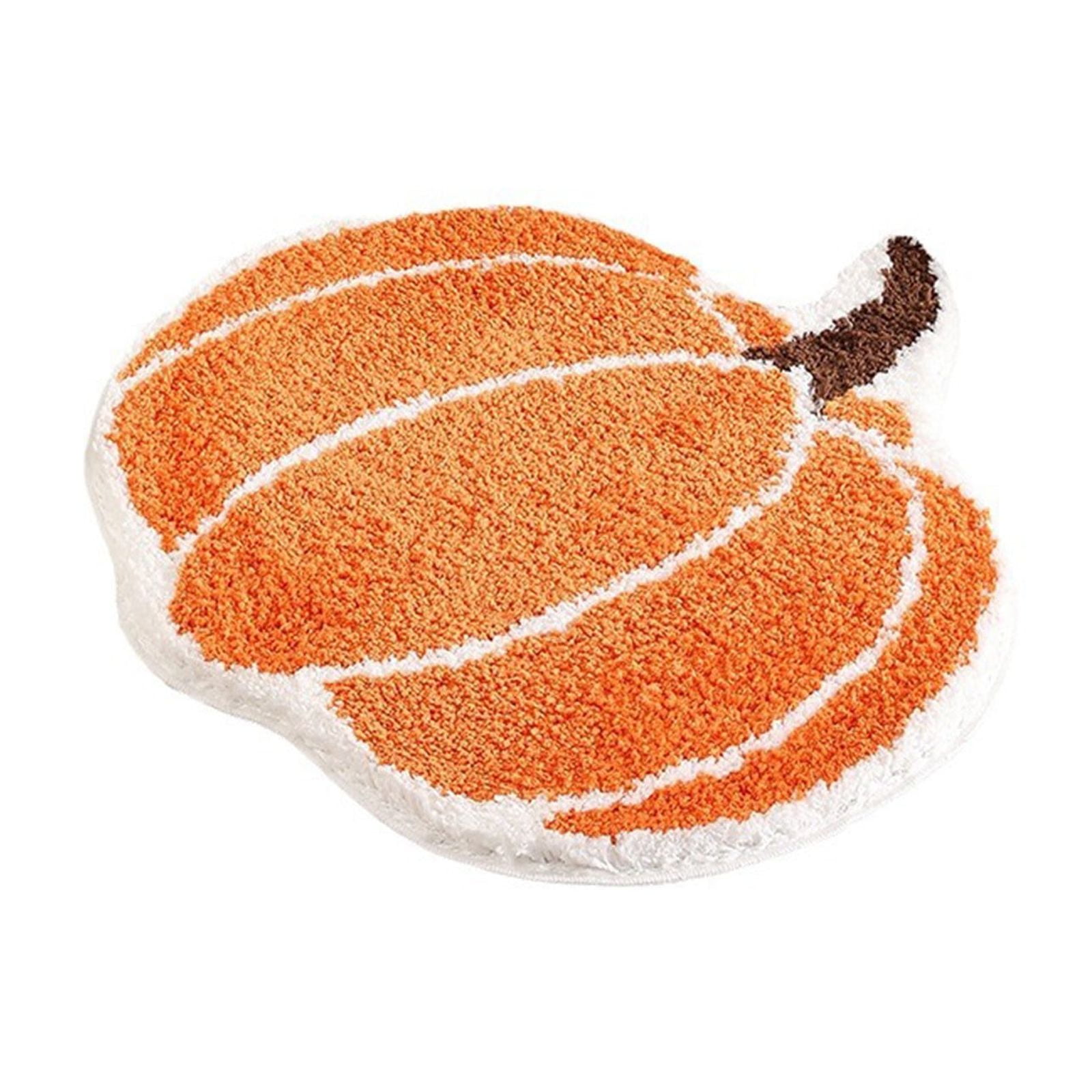 Zhourta Orange Halloween Pumpkin Shaped Flocking Rug Machine Washable ...