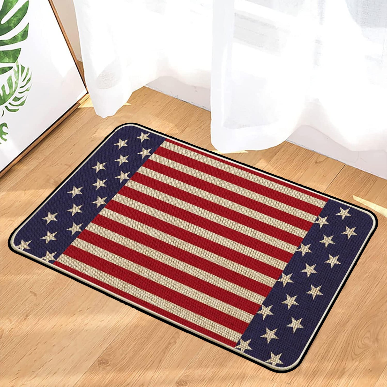 Zhourta Patriotic Welcome Doormat 16×24Inch Retro Flags Door Mat with ...