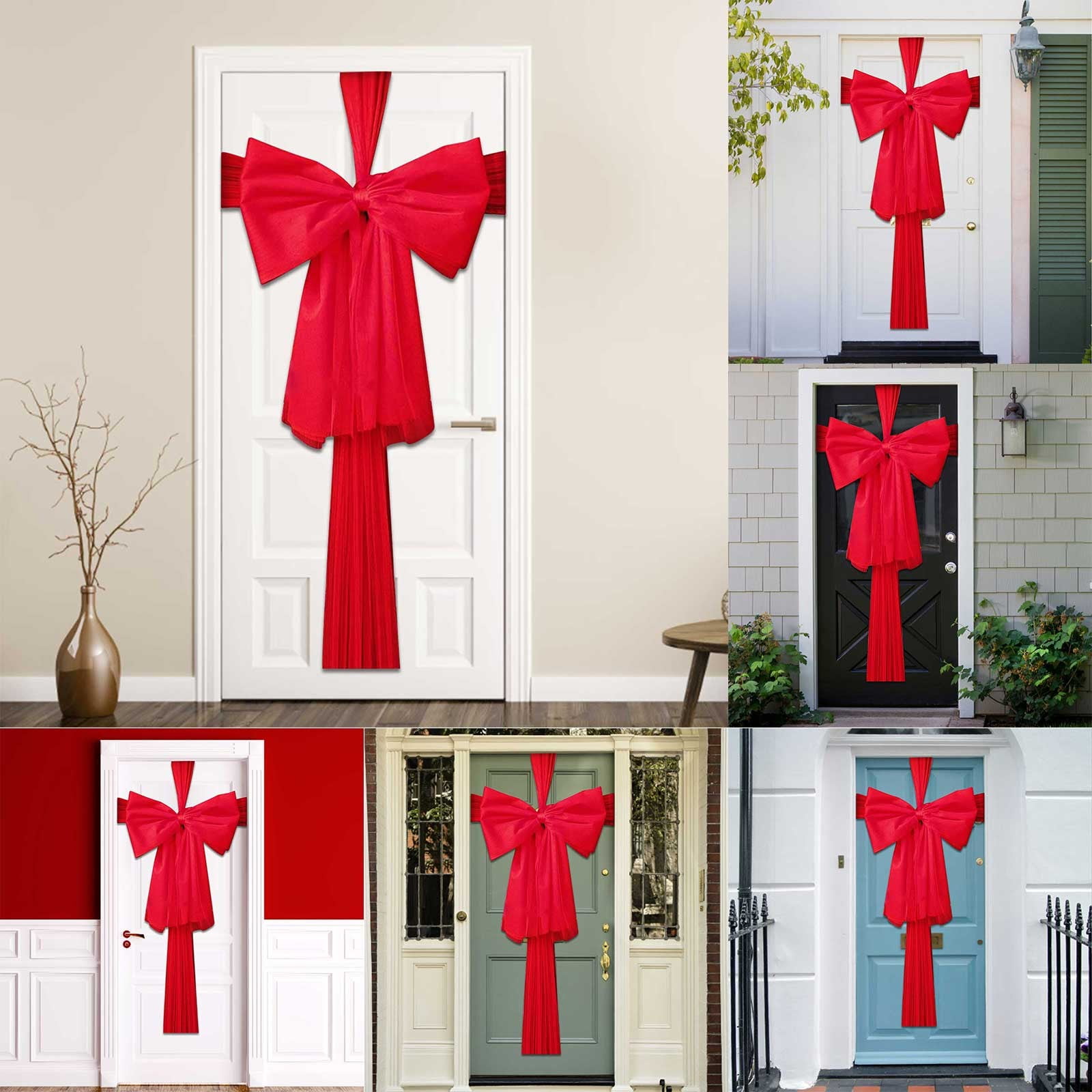 Zhourta Red Organza Door Bows Super Big Christmas Bows Large Door ...