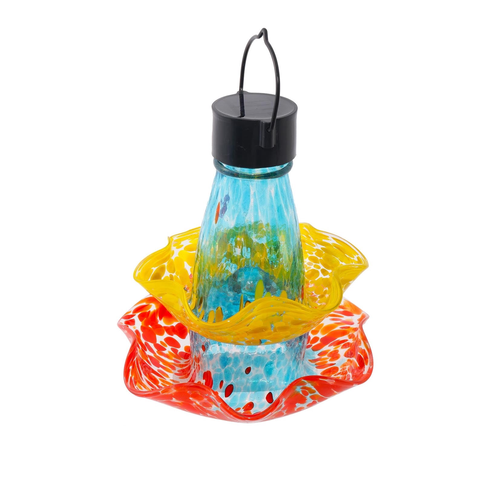Zhourta Solar-Powered Glass Hummingbird Feeder With LED Night Light ...