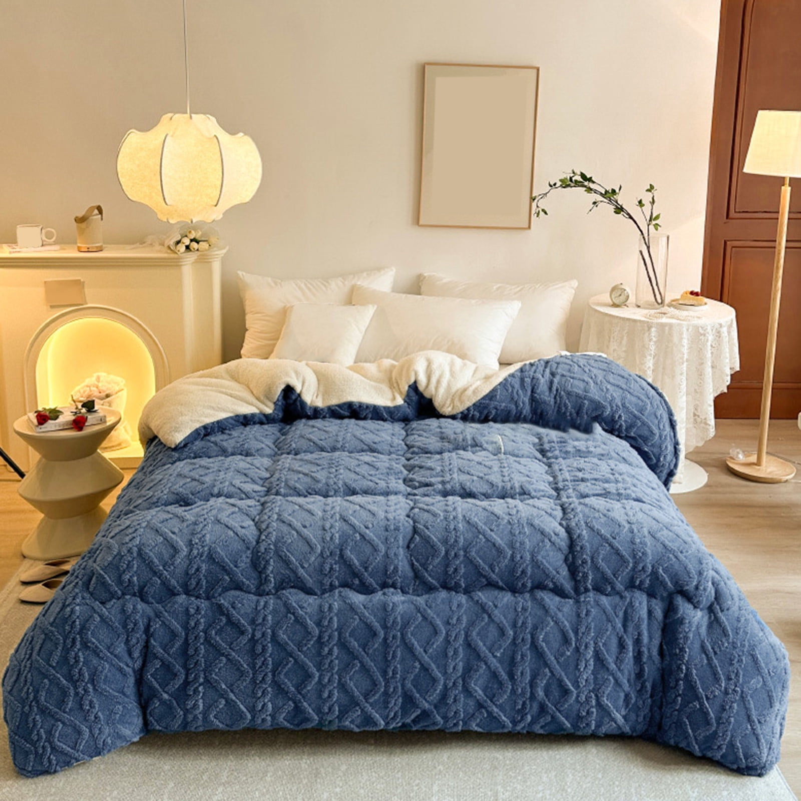 Zhourta Winter Sherpa Fleece Comforter 59x78.7in Extra Warmth Thick ...