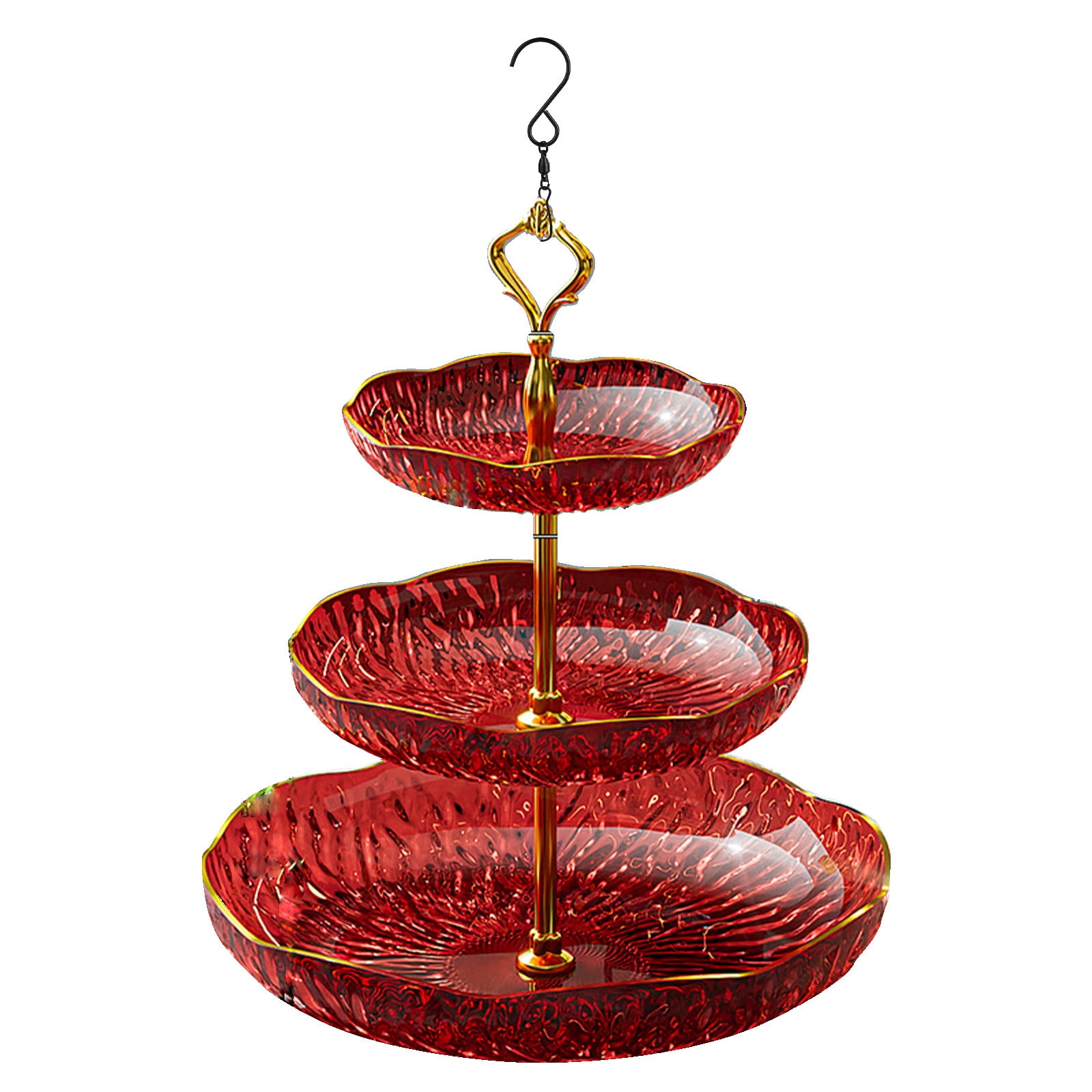 Zhourta Hanging Bird Feeder with 3 Trays Fountain Solar Bird Bath Bowl ...