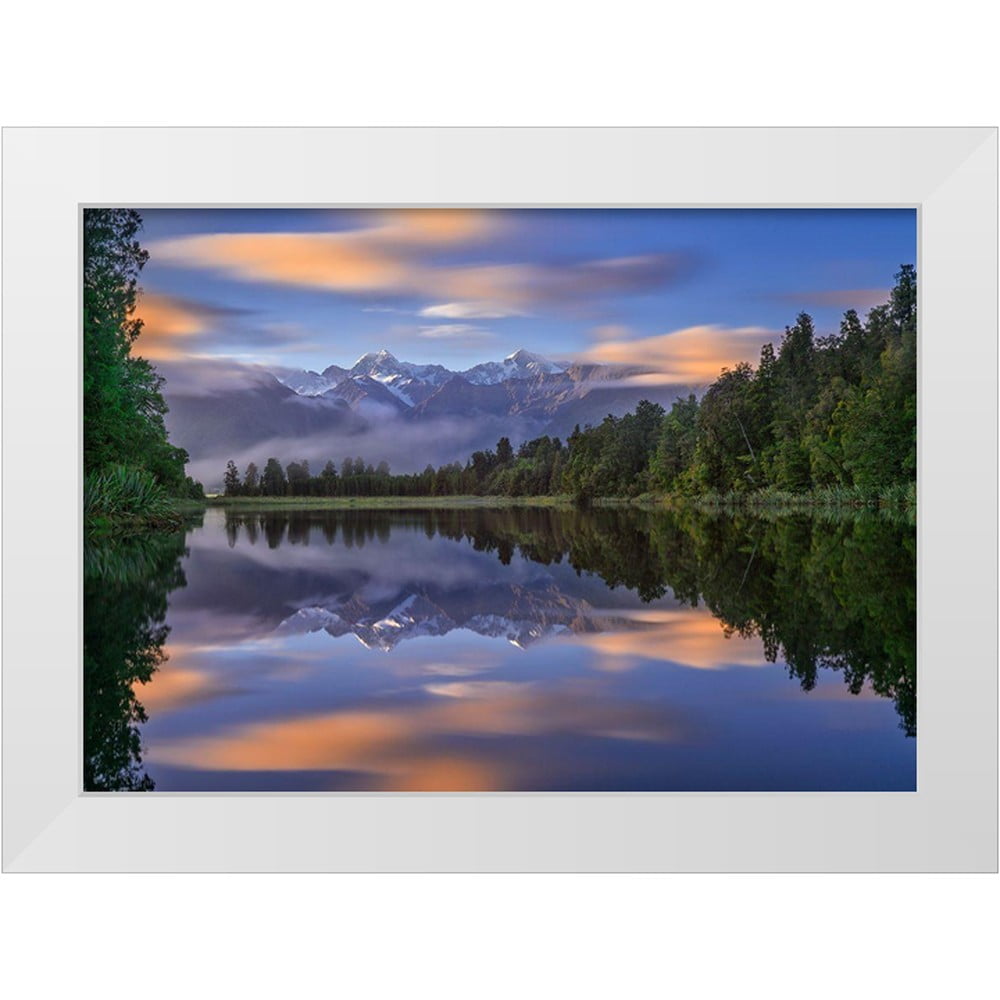 Zhu, Hua 18x14 White Modern Wood Framed Museum Art Print Titled - Lake ...
