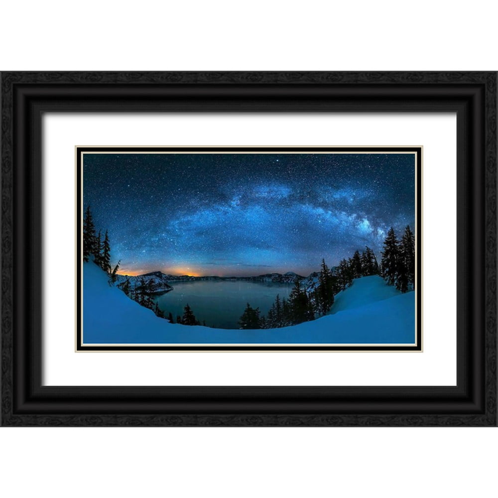 Zhu, Hua 24x15 Black Ornate Wood Framed with Double Matting Museum Art ...