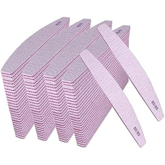 Zhu997 Nail Files 80/80 Grit (100 Pack), Emery Boards for Acrylic Nails ...