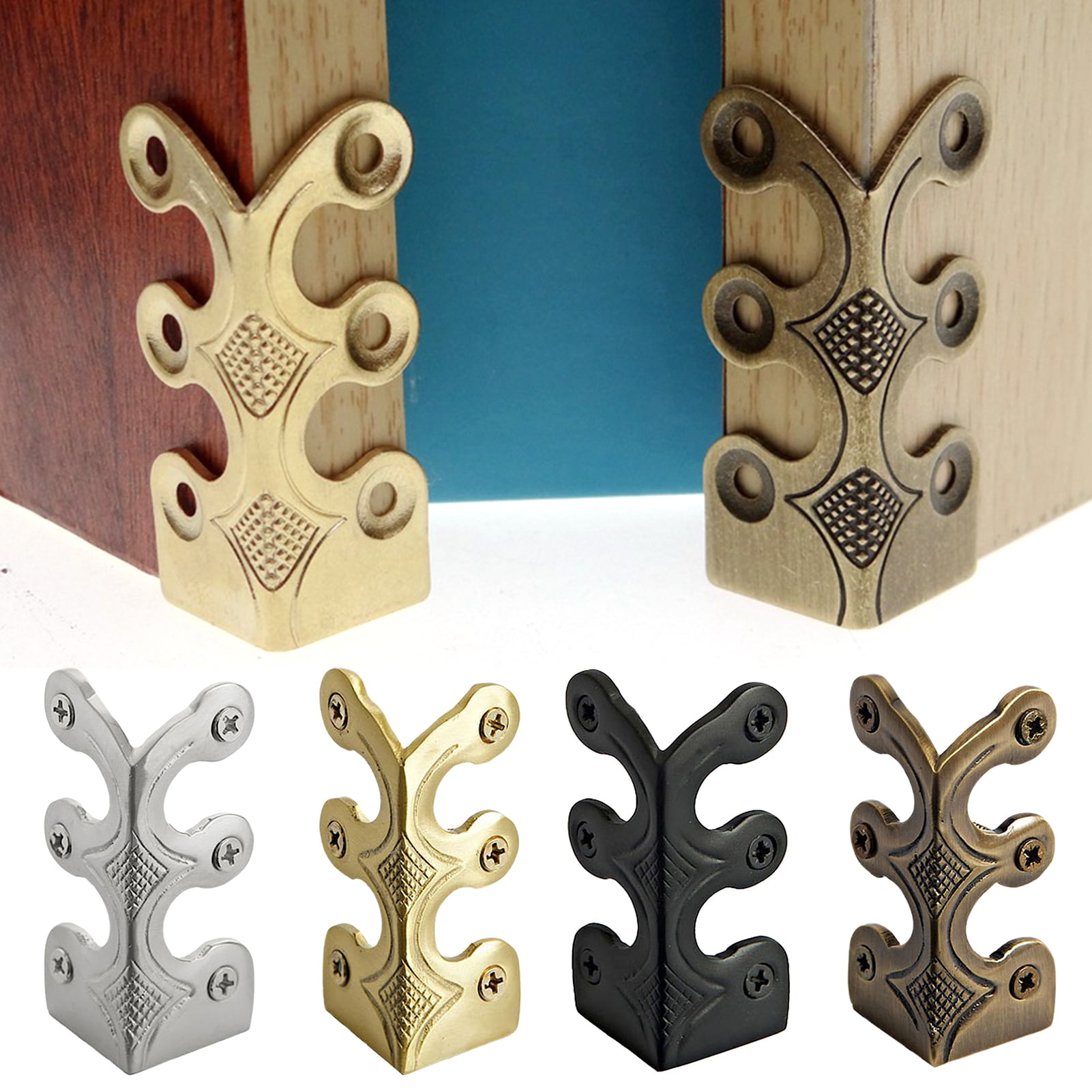 ZhuWa 4 Pcs Corner Protectors Vintage Style Solid Brass Baseboard ...