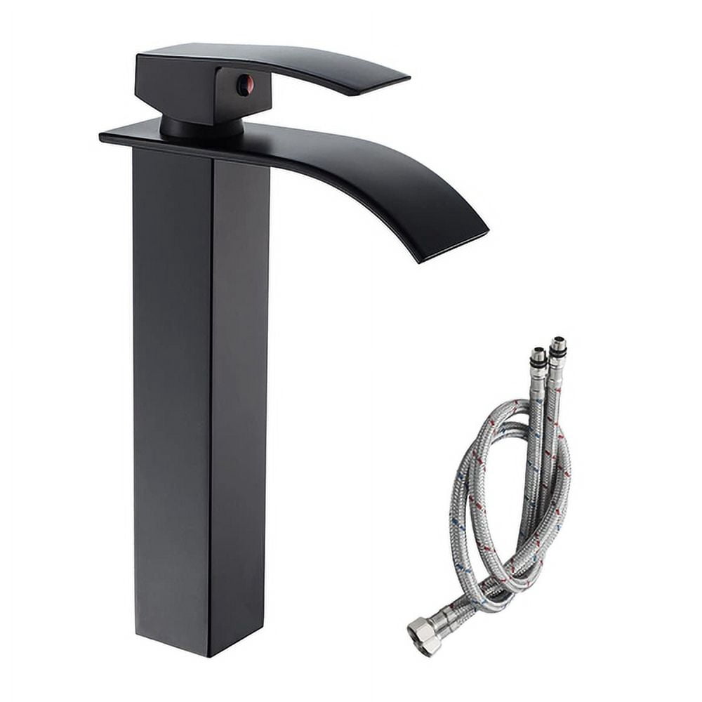 ZhuWa Brushed Nickel Waterfall Bathroom Faucet Modern Single Handle ...