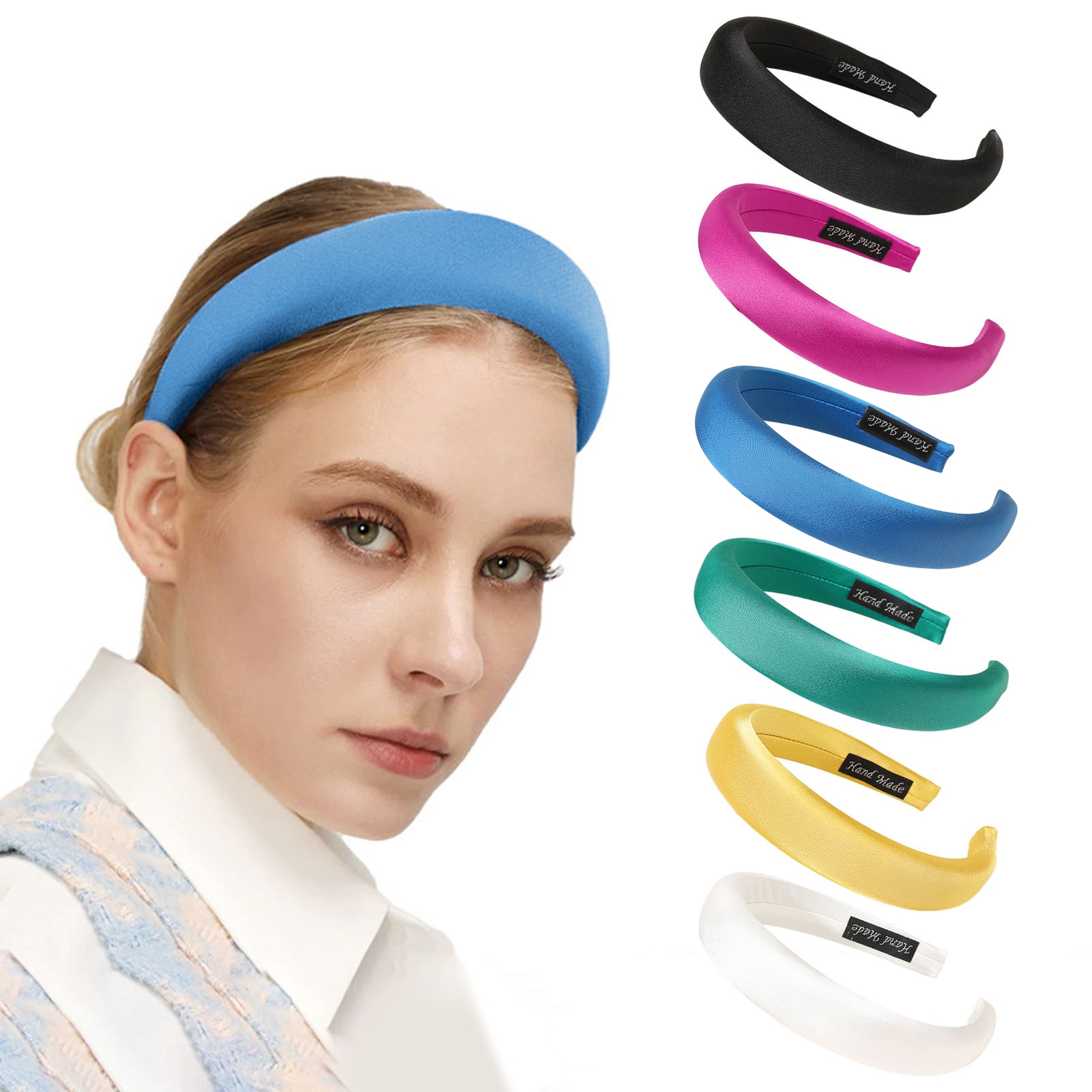 ZhuWa Heightened Design Hair Hoop Solid Color Wide Headband Soft Touch ...
