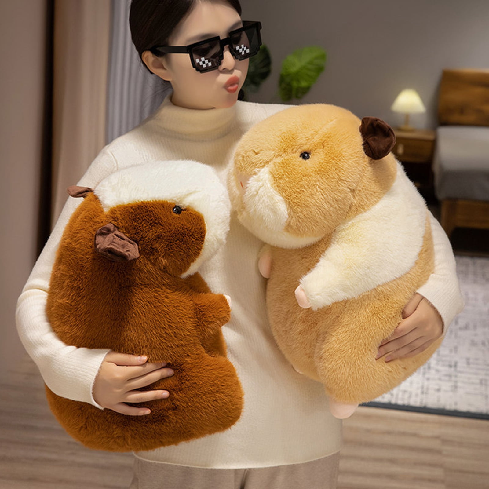 ZhuWa Realistic Guinea Pig Plush Toy Soft Stuffed Animal Hugging Doll ...