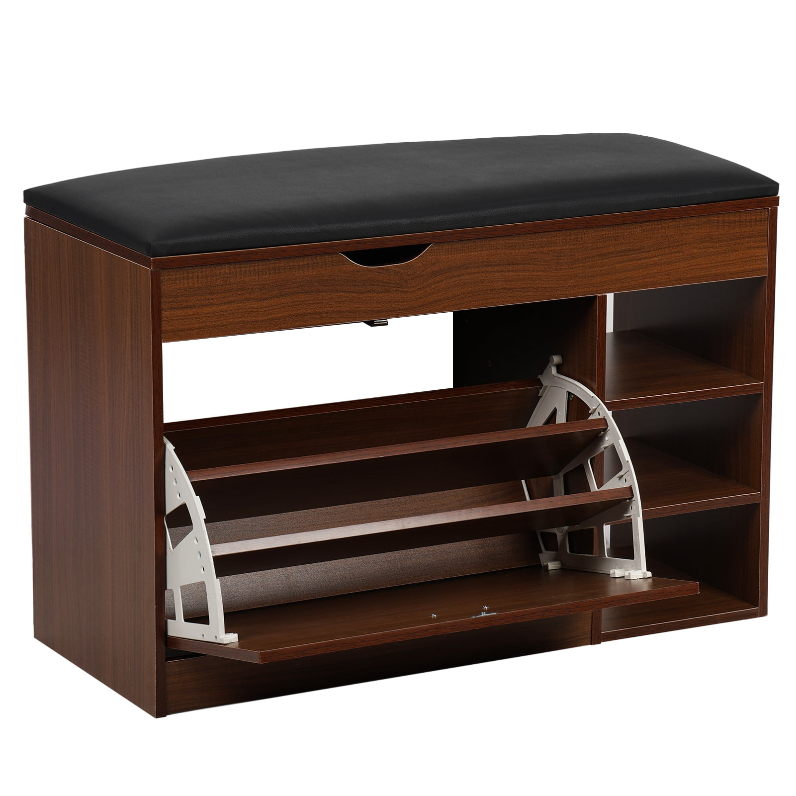 ZhuWa Storage Bench with Drawers & Padded Seat Cushion,3 Tiers Hallway ...