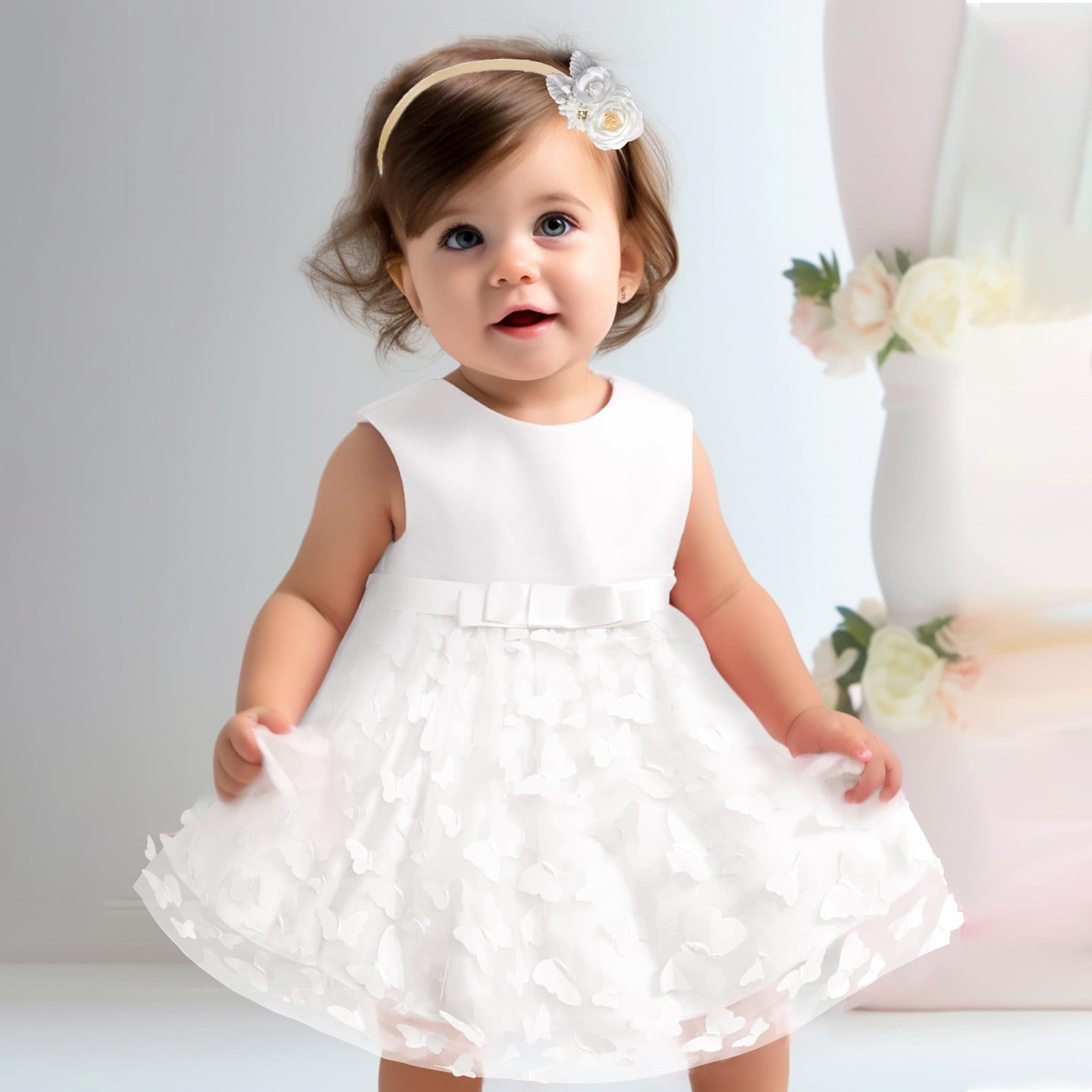 Zhuashum Dresses For Girls 6-12 Months Sleeveless Butterflirs ...