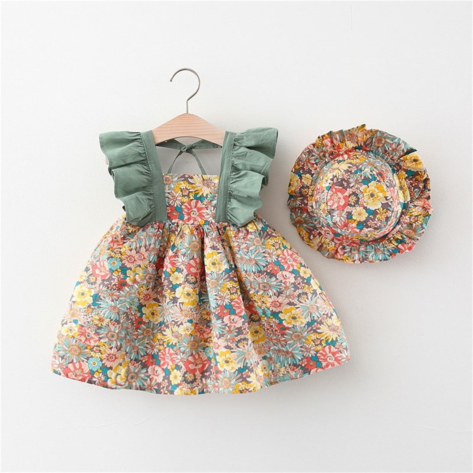 Zhuashum Flower Girl Dress 18-24 Months Floral Prints Sleeveless Round ...