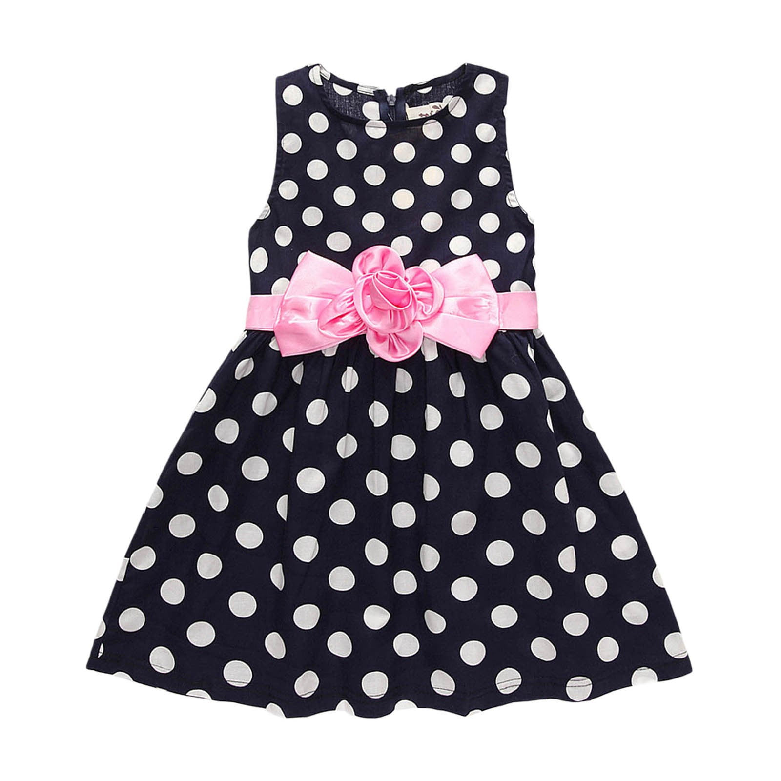 Zhuashum Girls' Dresses 5-6 Years Spring Sleeveless Dot Prints Dress ...