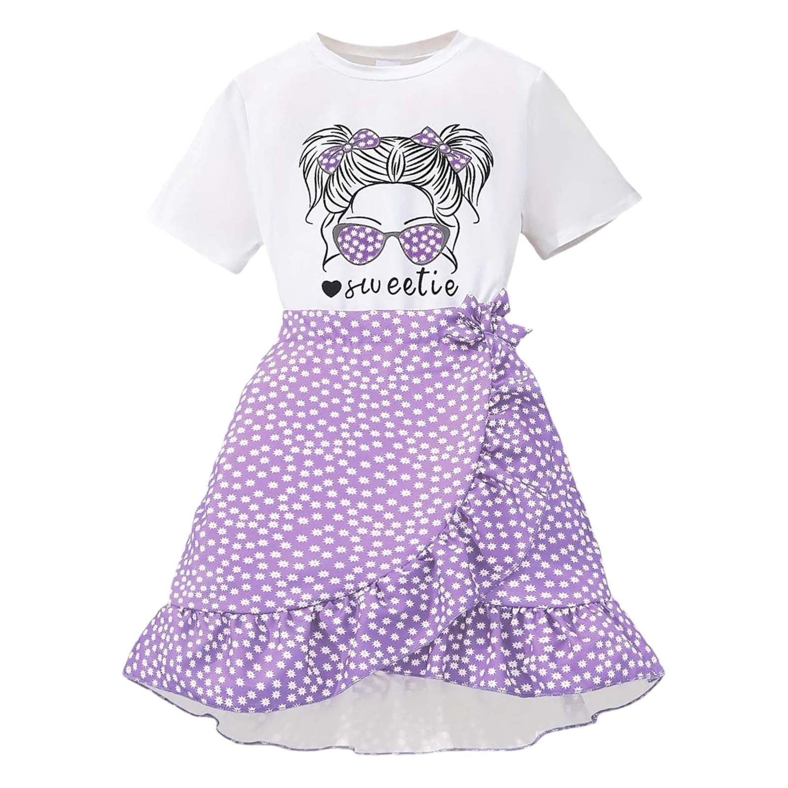Zhuashum Girls Outfits 7-8 Years Light Weigh Round Neck Short Sleeve ...