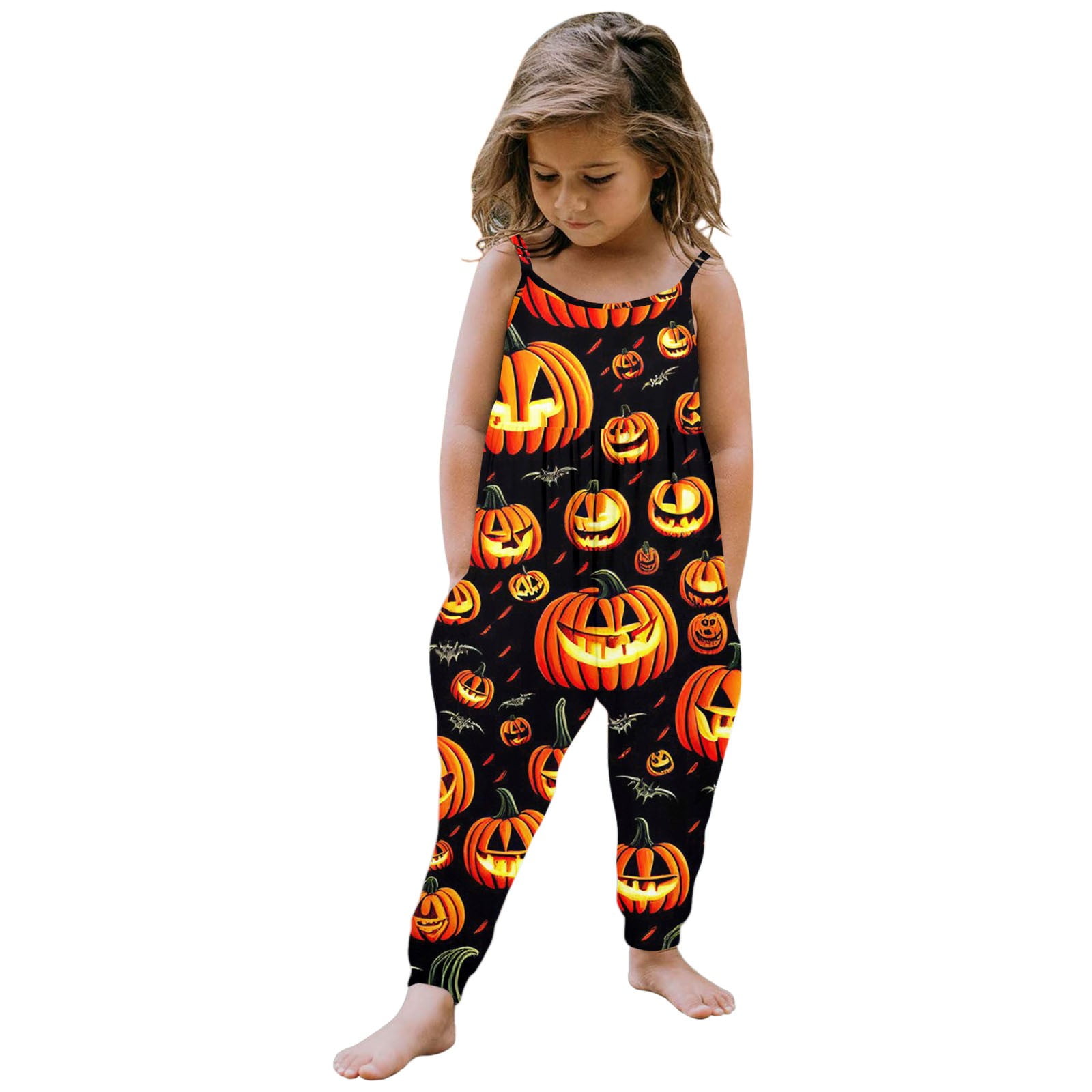 Zhuashum Girls Romper Toddler Baby Pumpkin Printings Jumpsuit Summer ...