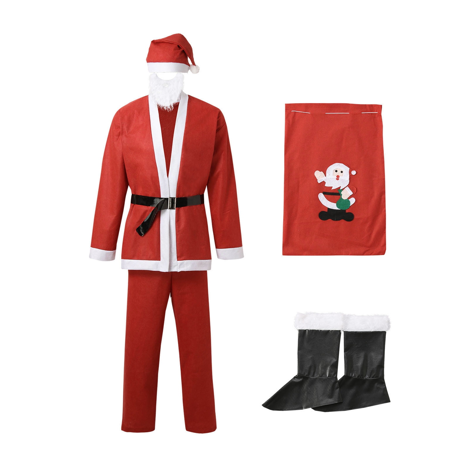 Zhuashum Santa Suit Santa Claus Adults Suit 7 Pcs Santa Outfits For ...