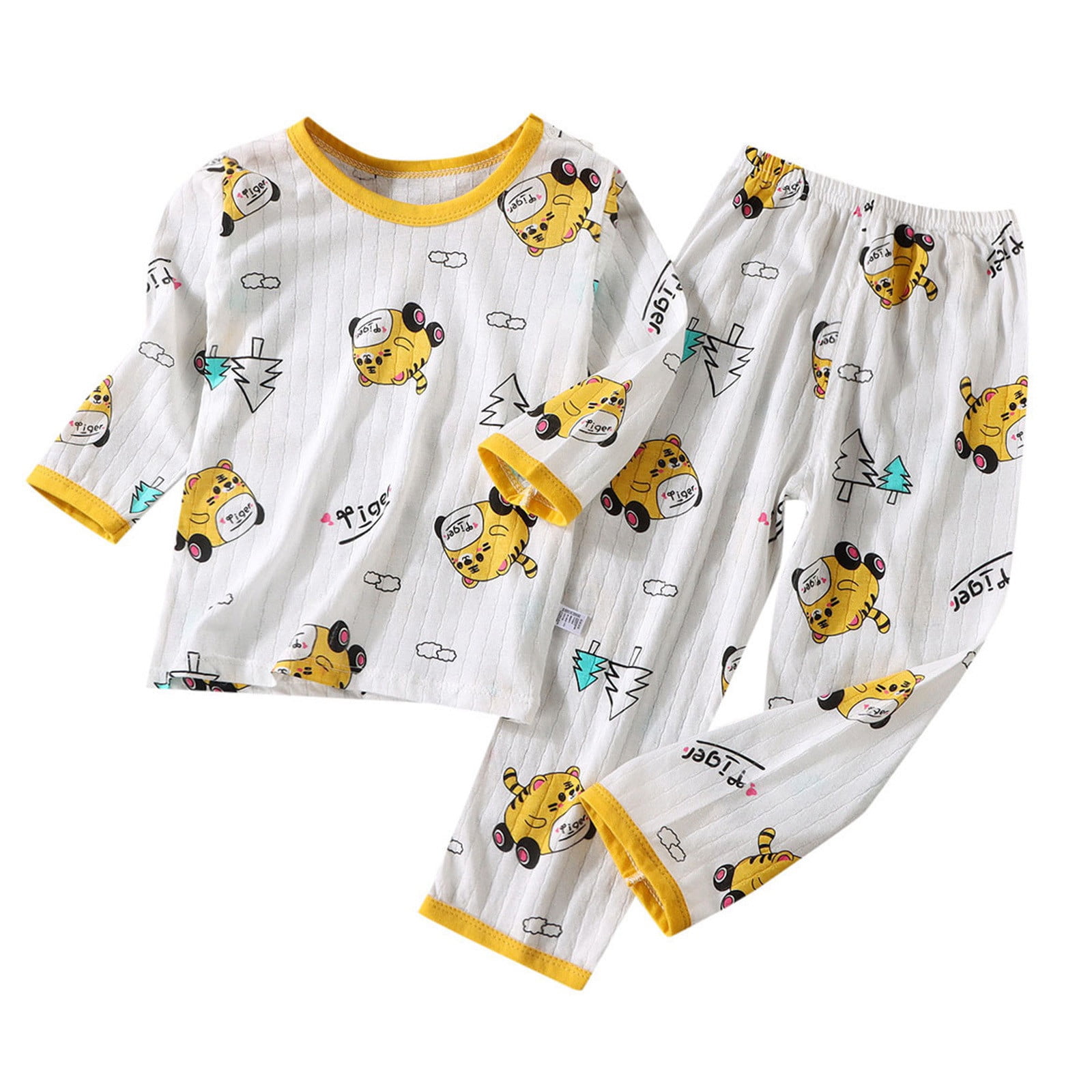 Zhuashum Toddler Boys Outfits Summer Pajamas Long Sleeve Round Neck ...