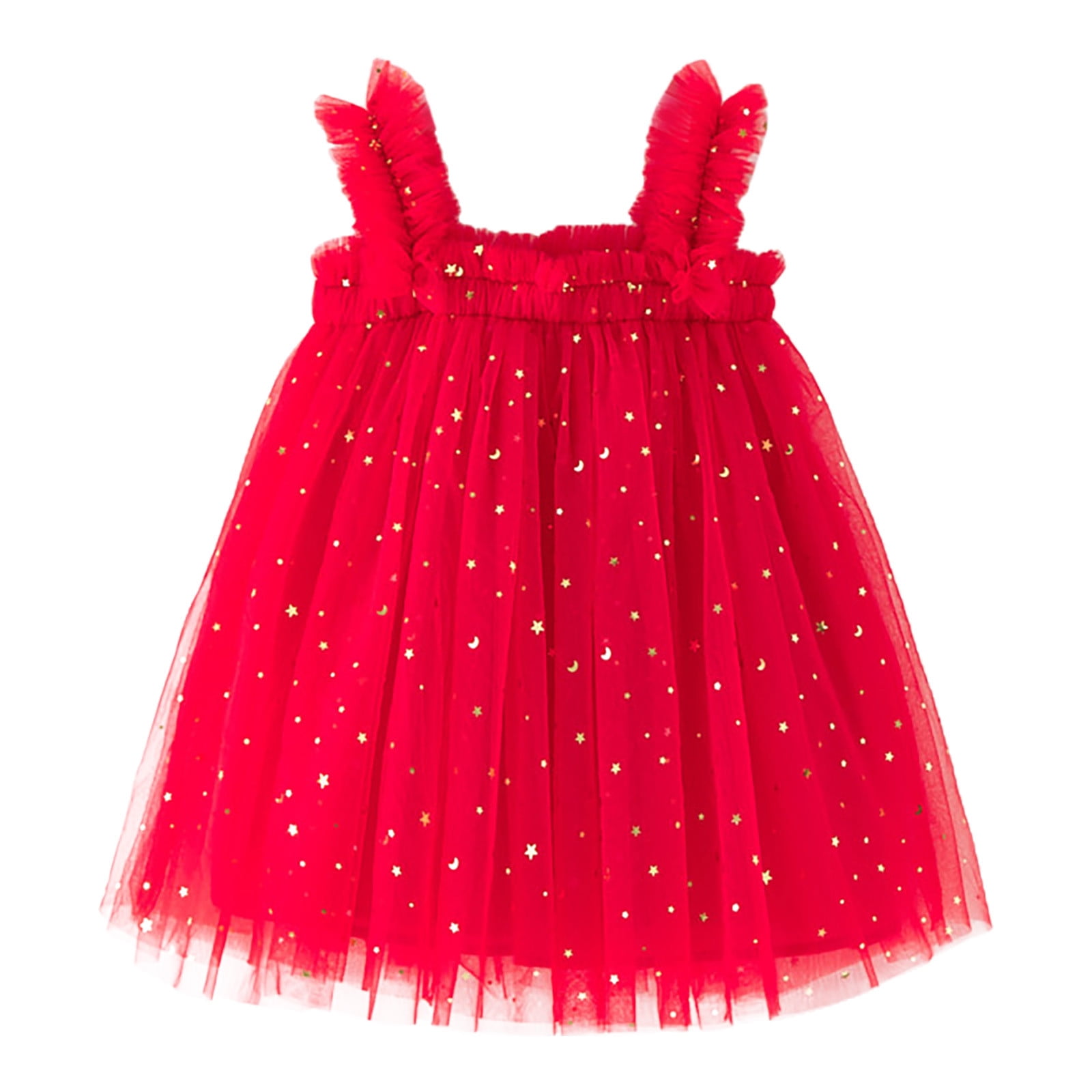 Zhuashum Toddler Girls Sleeveless Star Moon Tulle Holiday Party Wear ...
