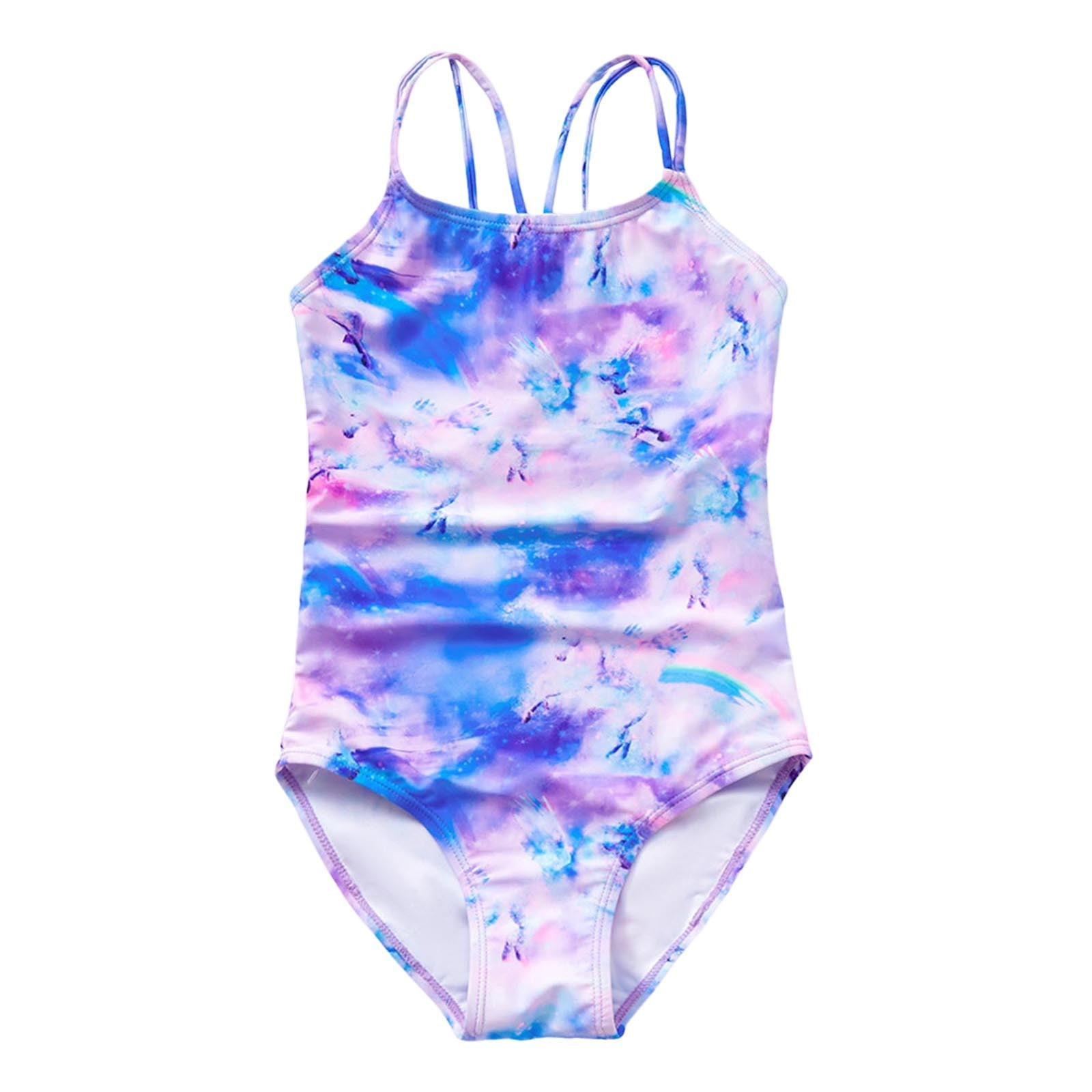 Zhuashum girls swimsuit 8-9 Years Colorful Triangle Print One Piece ...