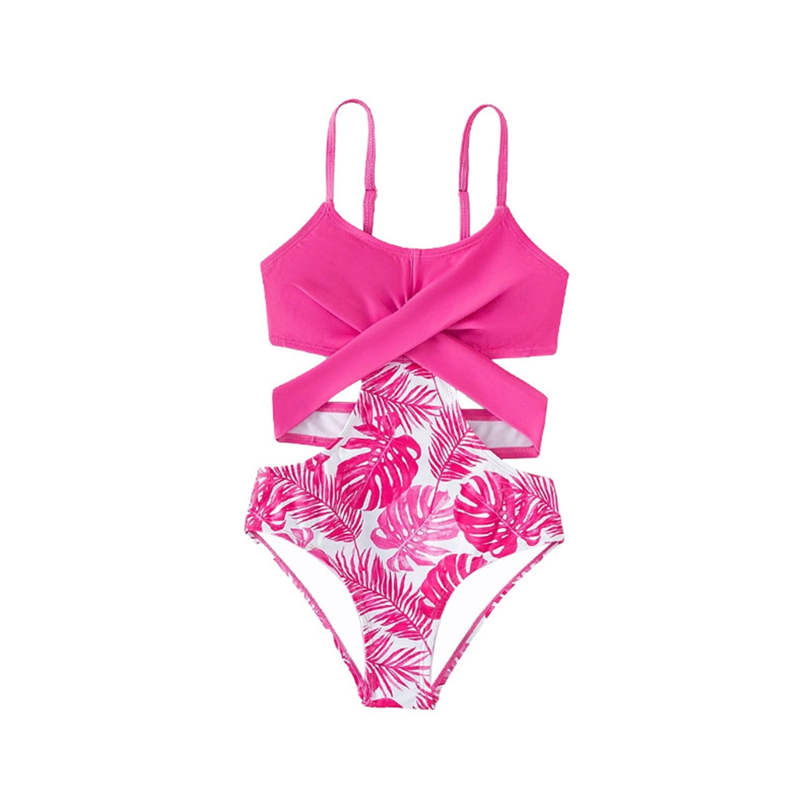 Zhuashum swimsuit for girl 8-9 Years One Piece Swimwear Ruffles Cut Out ...